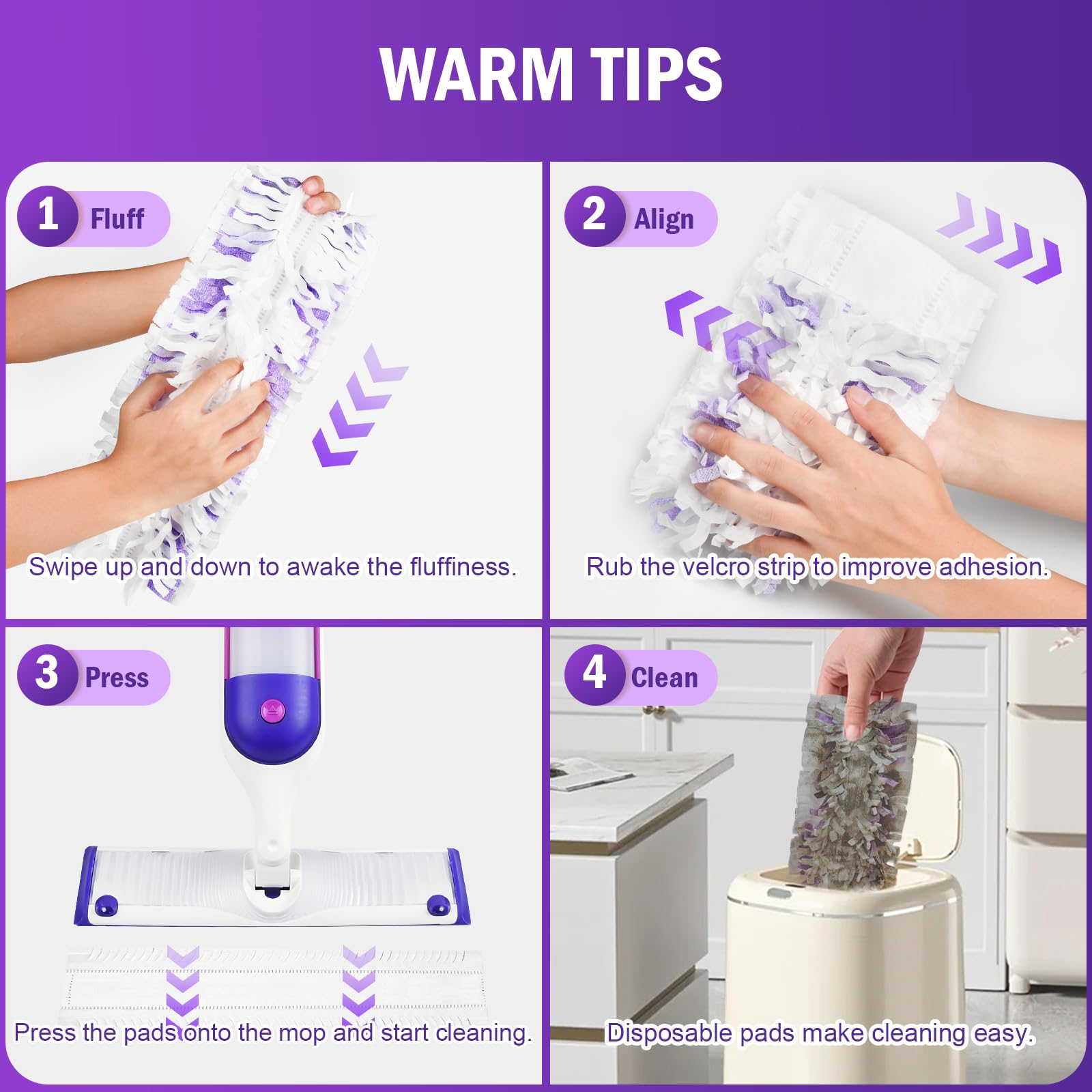 24 Count Disposable Power Mop Refills Compatible with Swiffer Power Mop ...