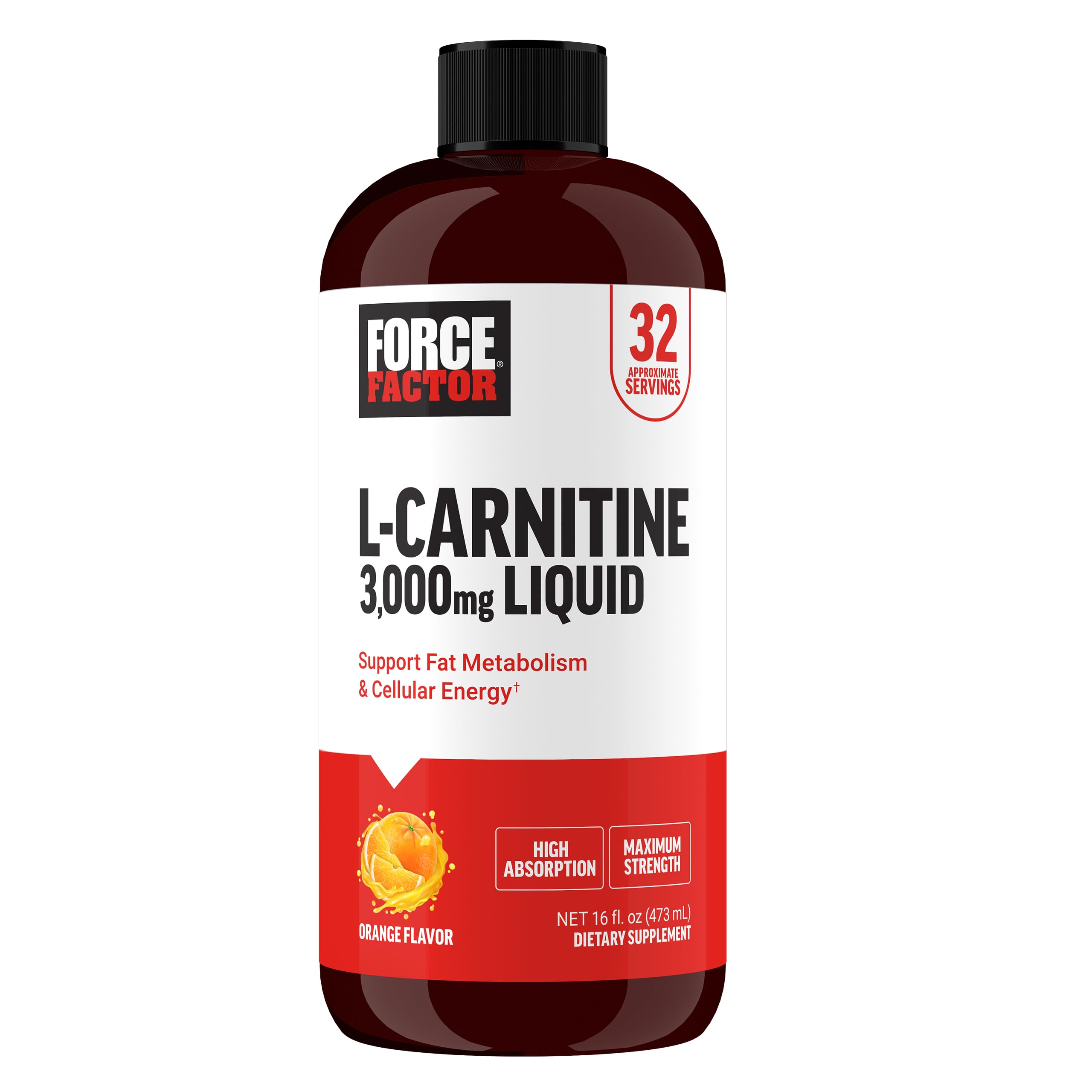 Force Factor L Carnitine Supplement, Liquid L-Carnitine 3000 mg to Help ...