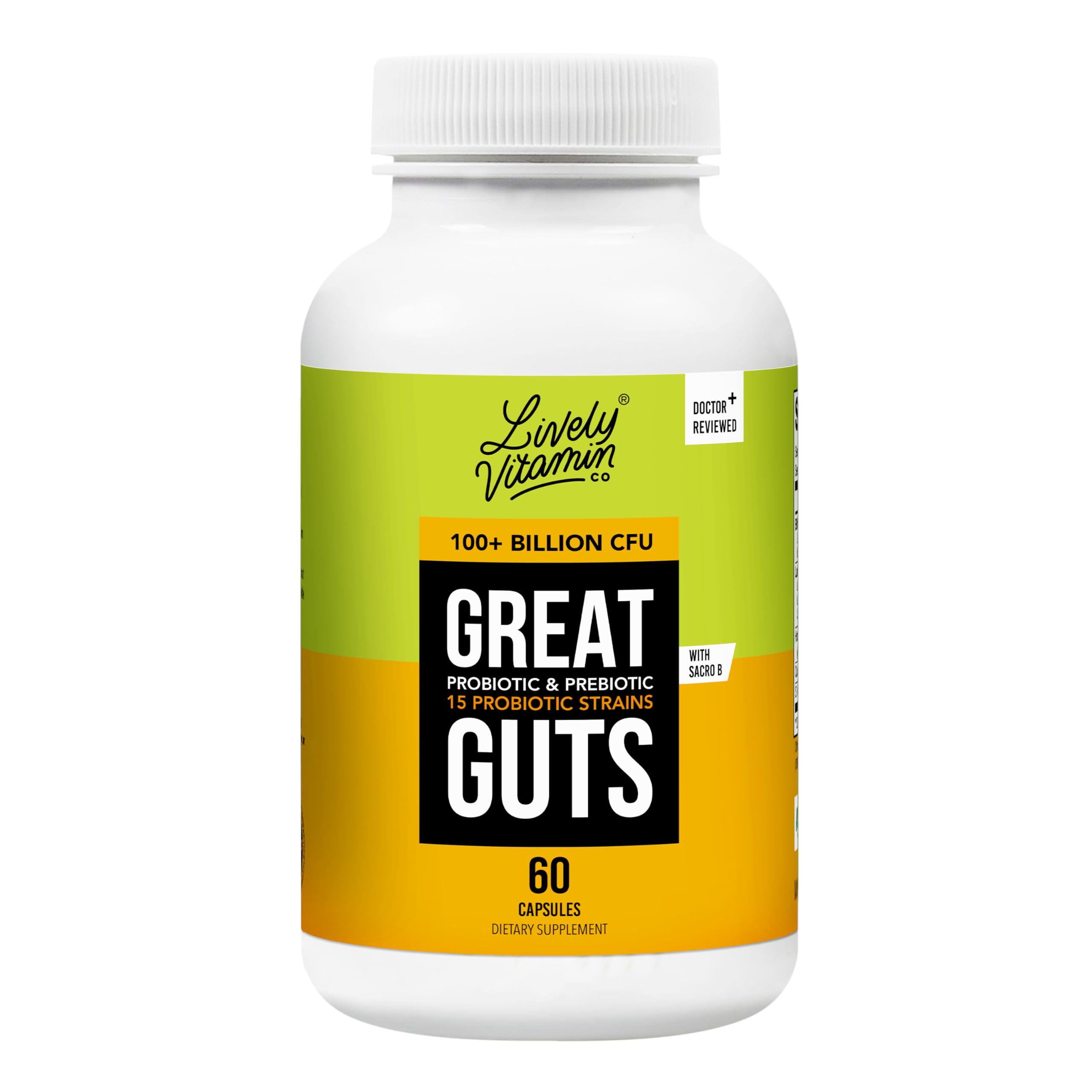 LIVELY VITAMIN CO. Great Guts Probiotic - 100 Billion CFU Probiotic ...