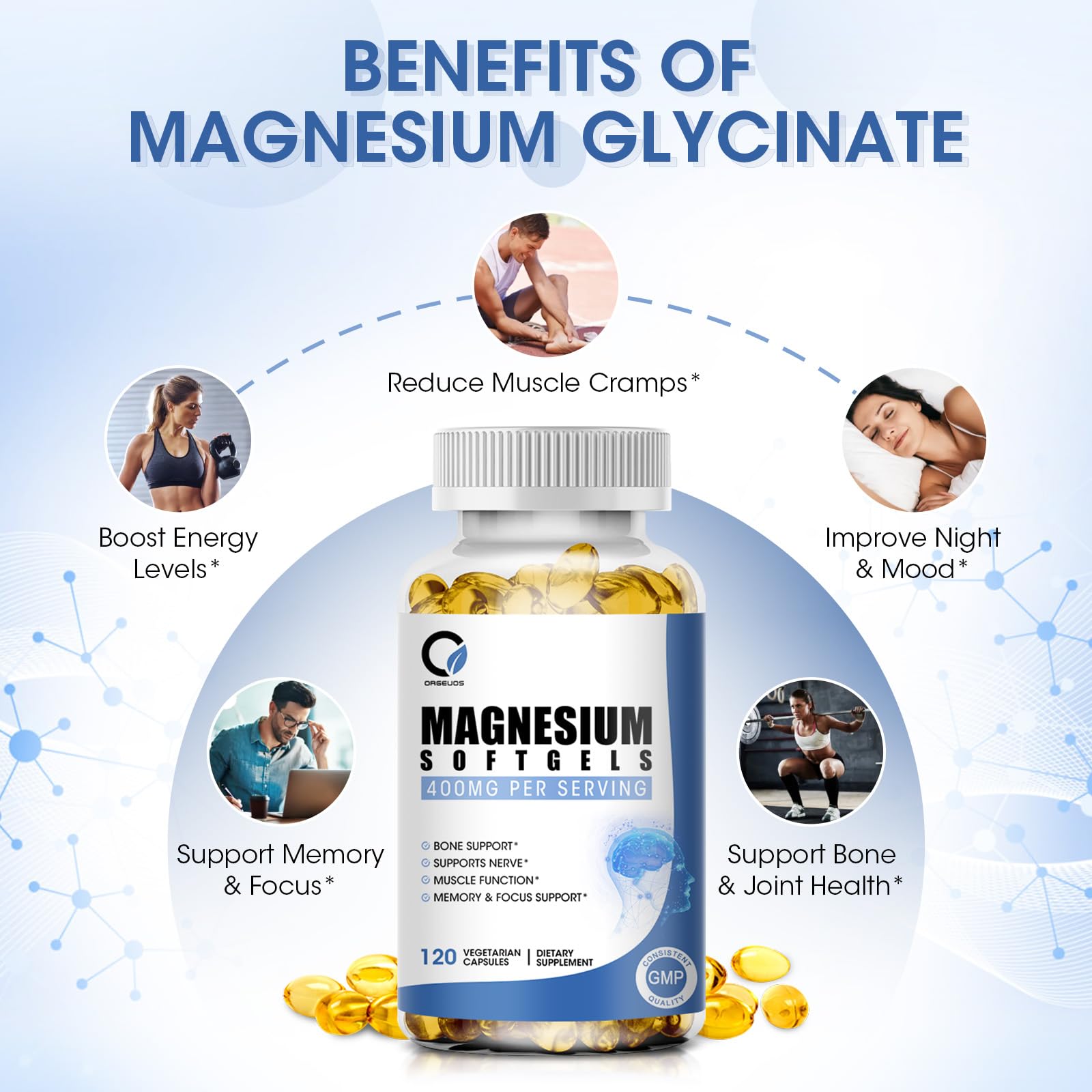 Magnesium Glycinate Capsules, High Absorption Magnesium Glycinate 400mg ...