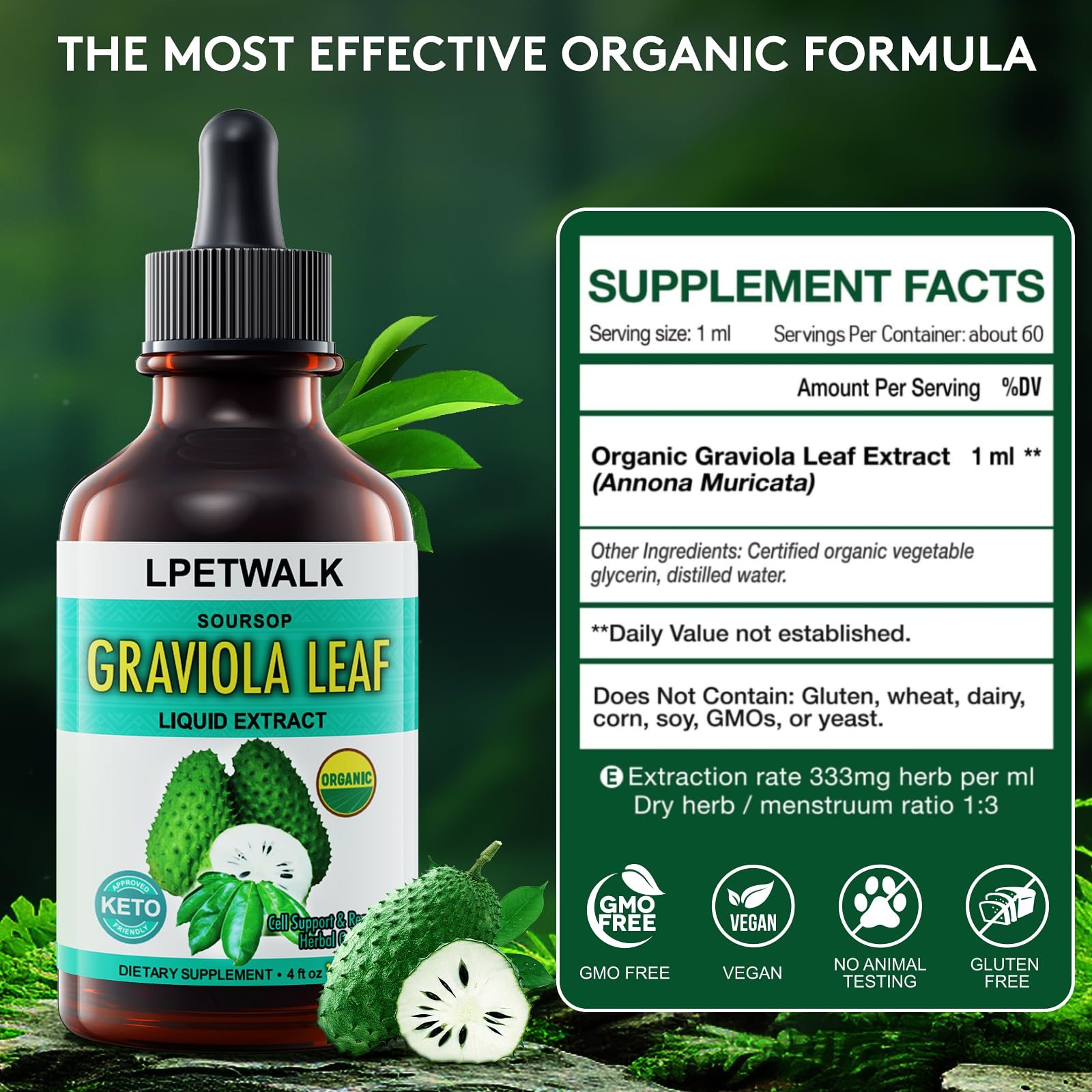 4 Fl Oz Soursop Graviola Leaf Extract Liquid Drops, Natrual Guanabana ...
