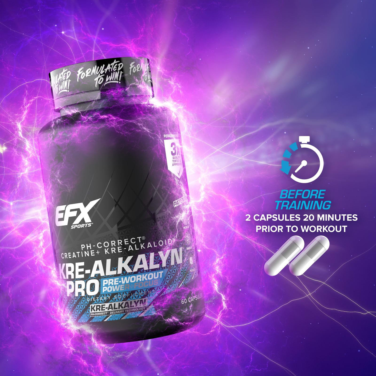 EFX Sports Kre-Alkalyn Pro | pH Correct Creatine Monohydrate Pill ...