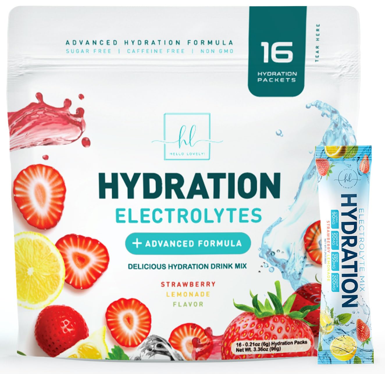 Daily Electrolyte Drink Mix - Strawberry Lemonade Hydration Powder ...
