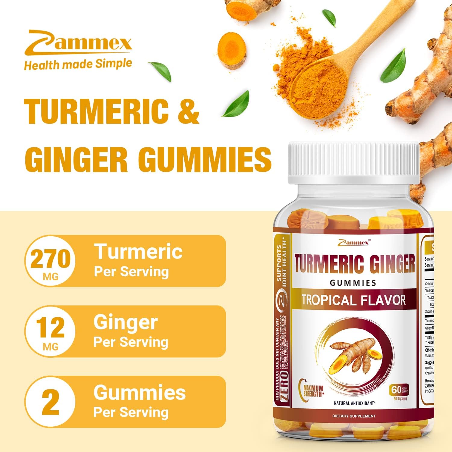 Zammex Turmeric Gummies for Adults & Kids | Turmeric and Ginger Gummies ...