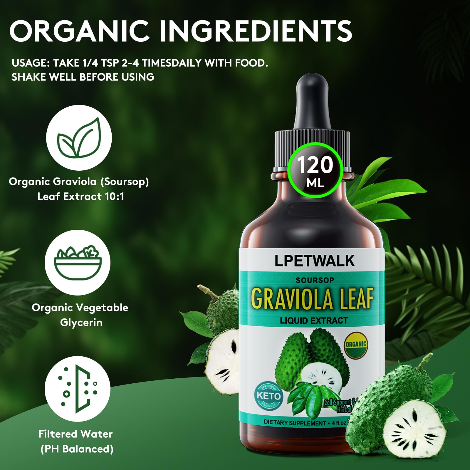4 Fl Oz Soursop Graviola Leaf Extract Liquid Drops, Natrual Guanabana ...