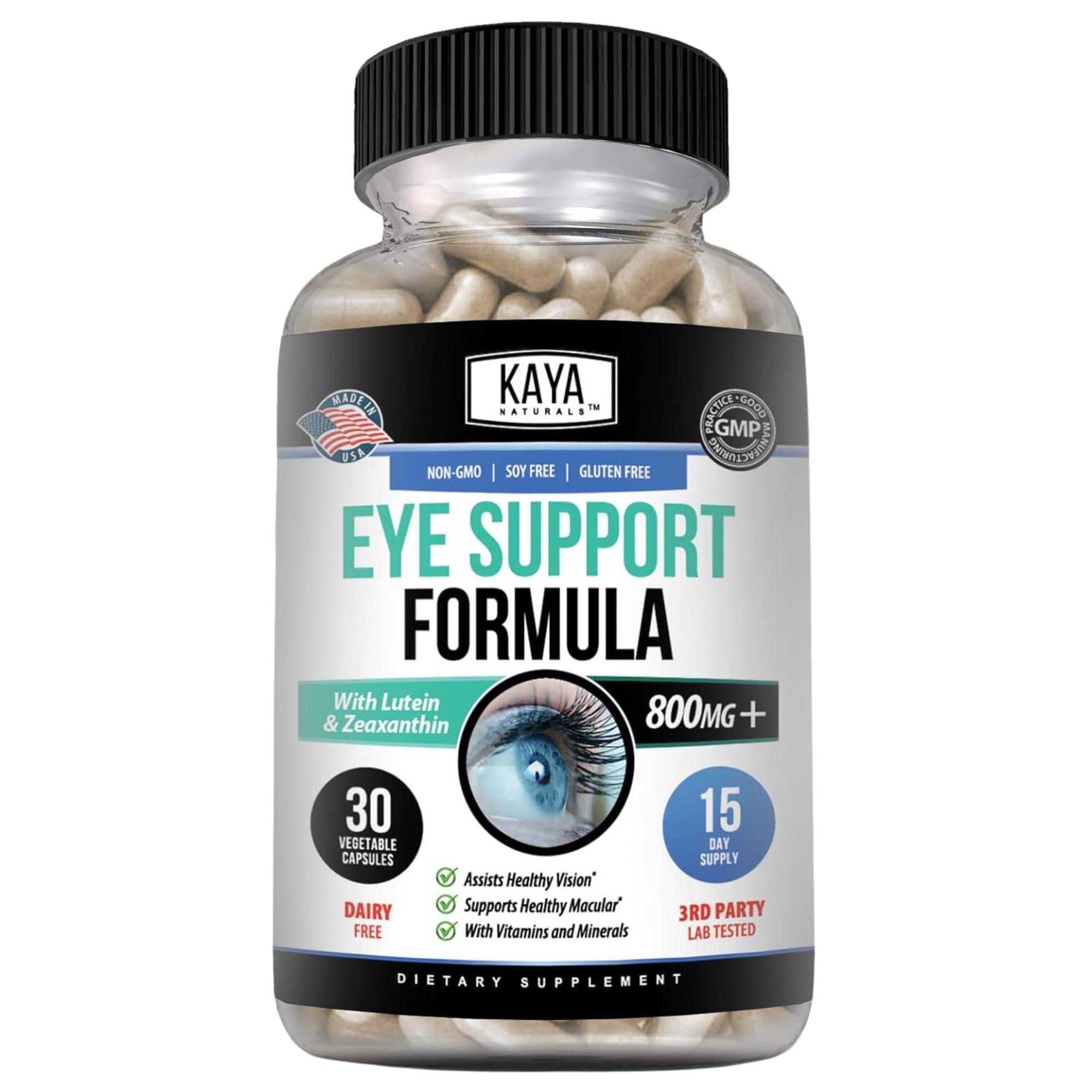 Kaya Naturals Eye Health Supplement, Lutein and Zeaxanthin, Vision ...