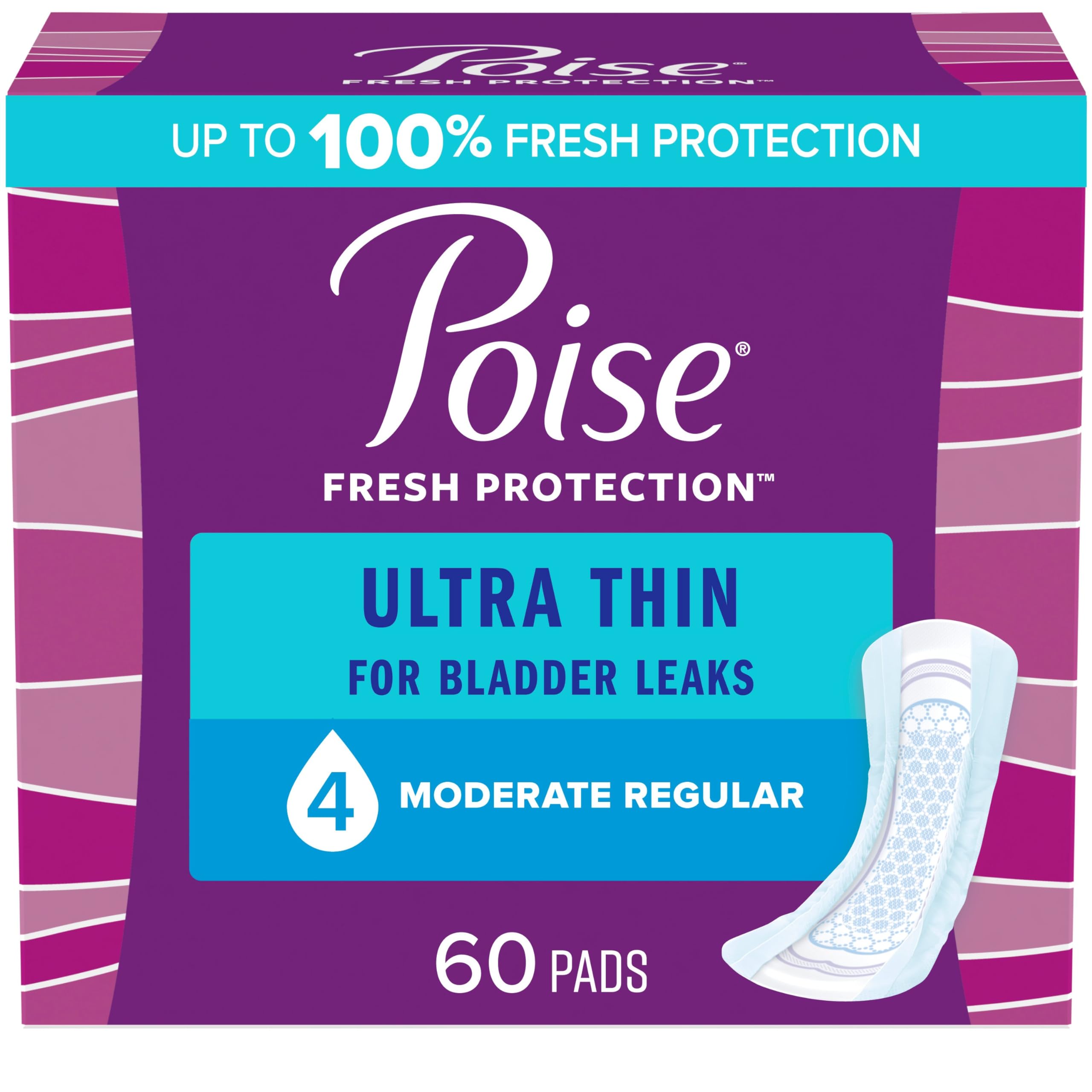 Poise Ultra Thin Incontinence Pads & Postpartum Incontinence Pads, 4 ...
