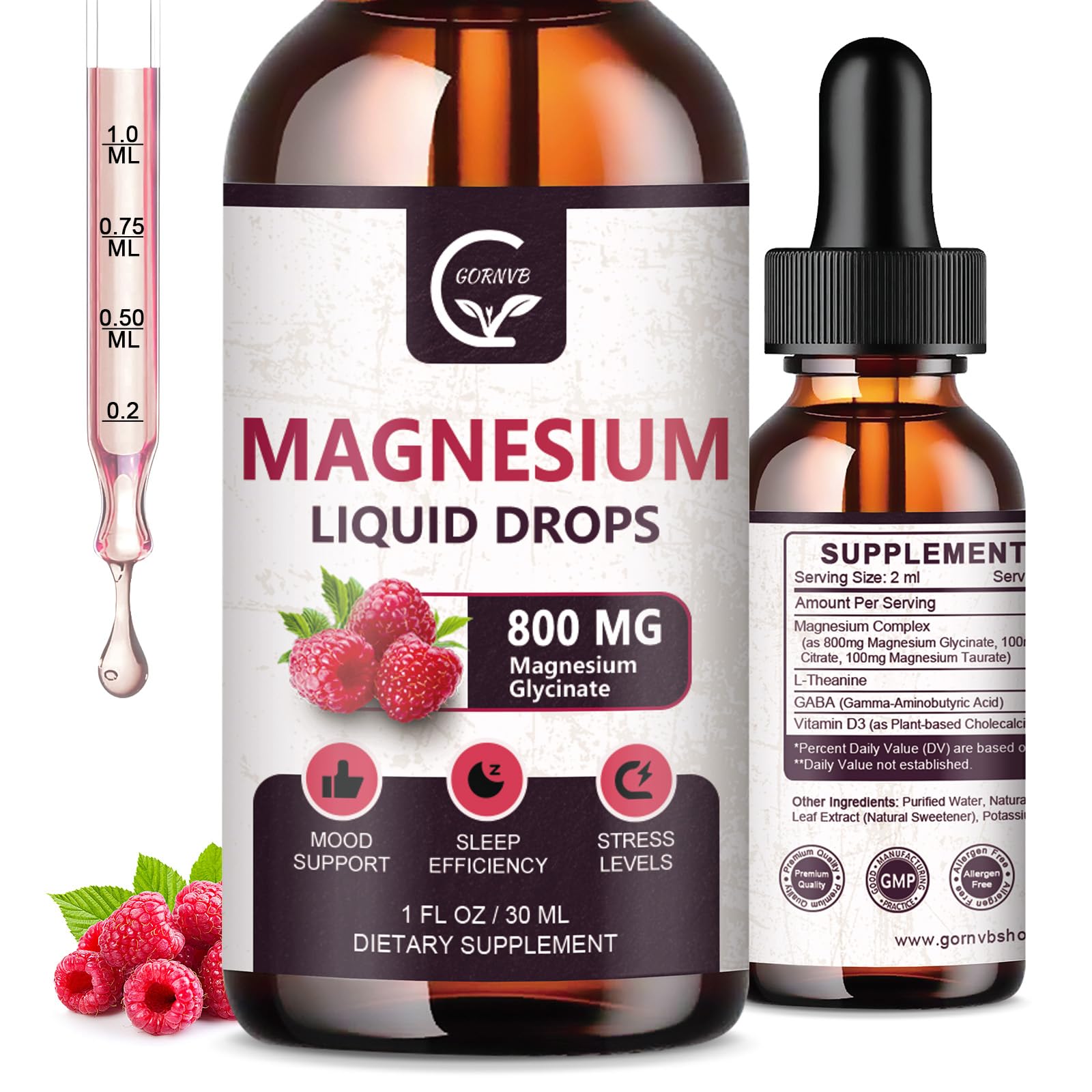 (2 Pack) Magnesium Glycinate Liquid Drops | 1000mg Liquid Magnesium ...