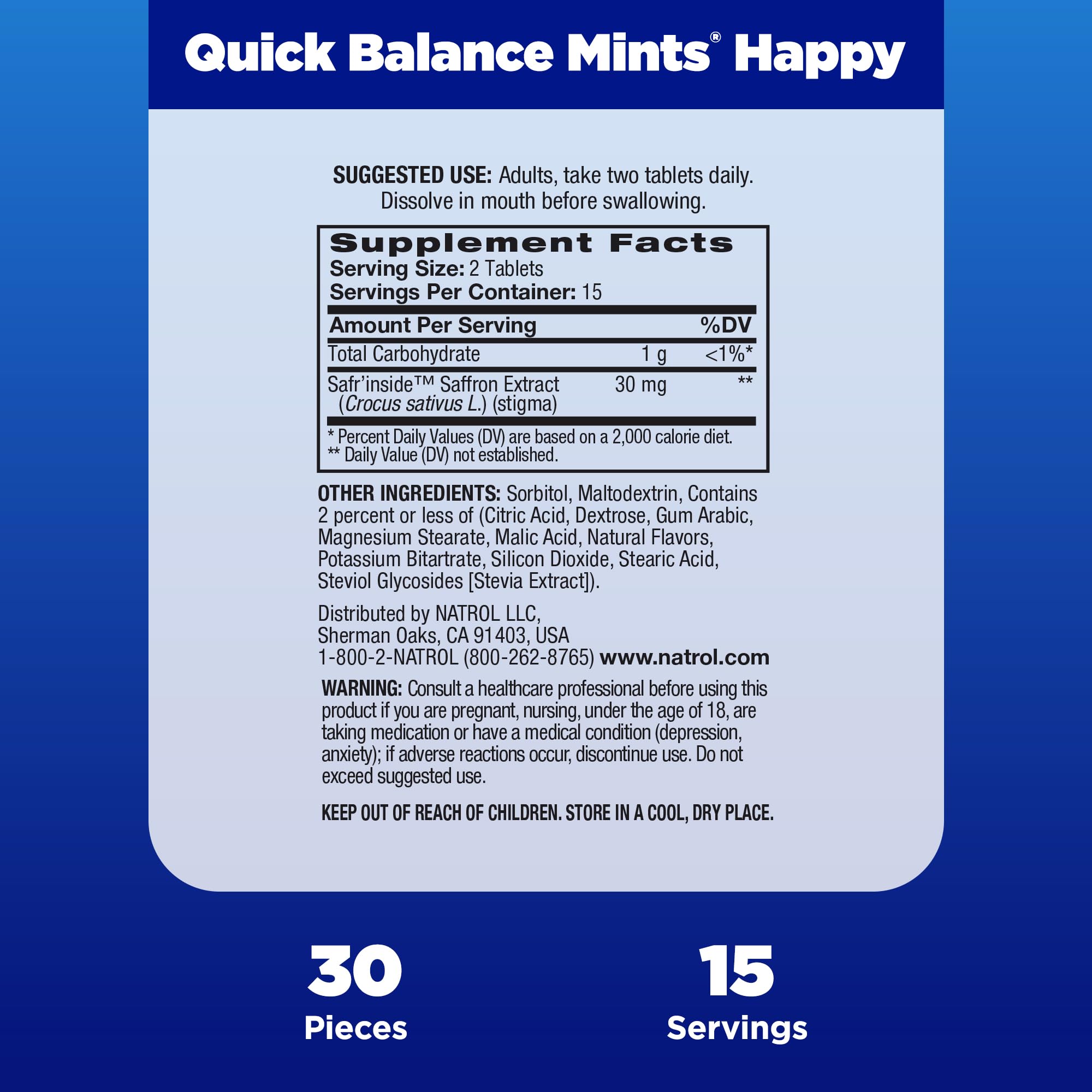Natrol Quick Balance Happy Mints, Occasional Stress Relief Supplement ...