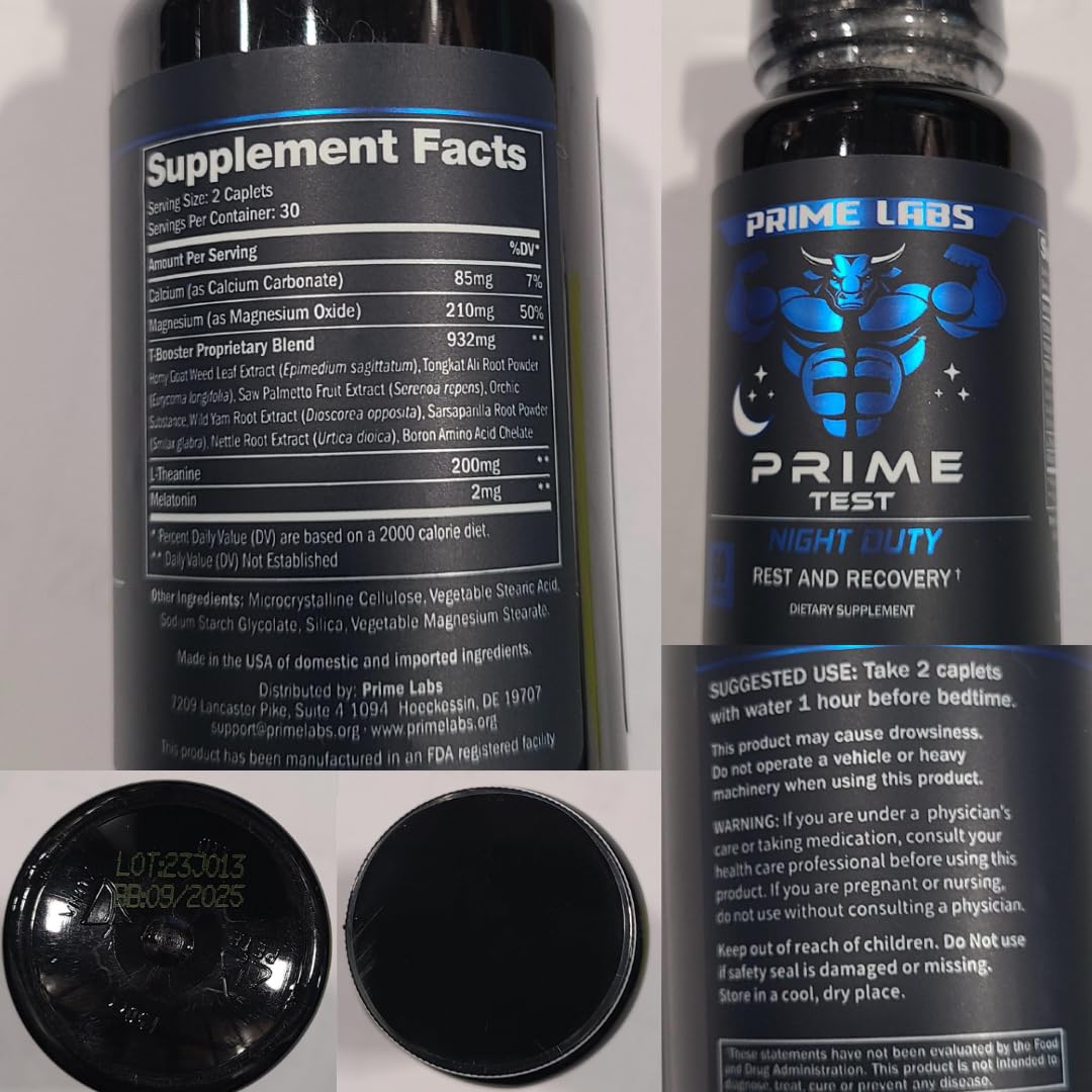 Prime Labs Prime Test Testosterone Booster (60 Count) + Night Duty ...