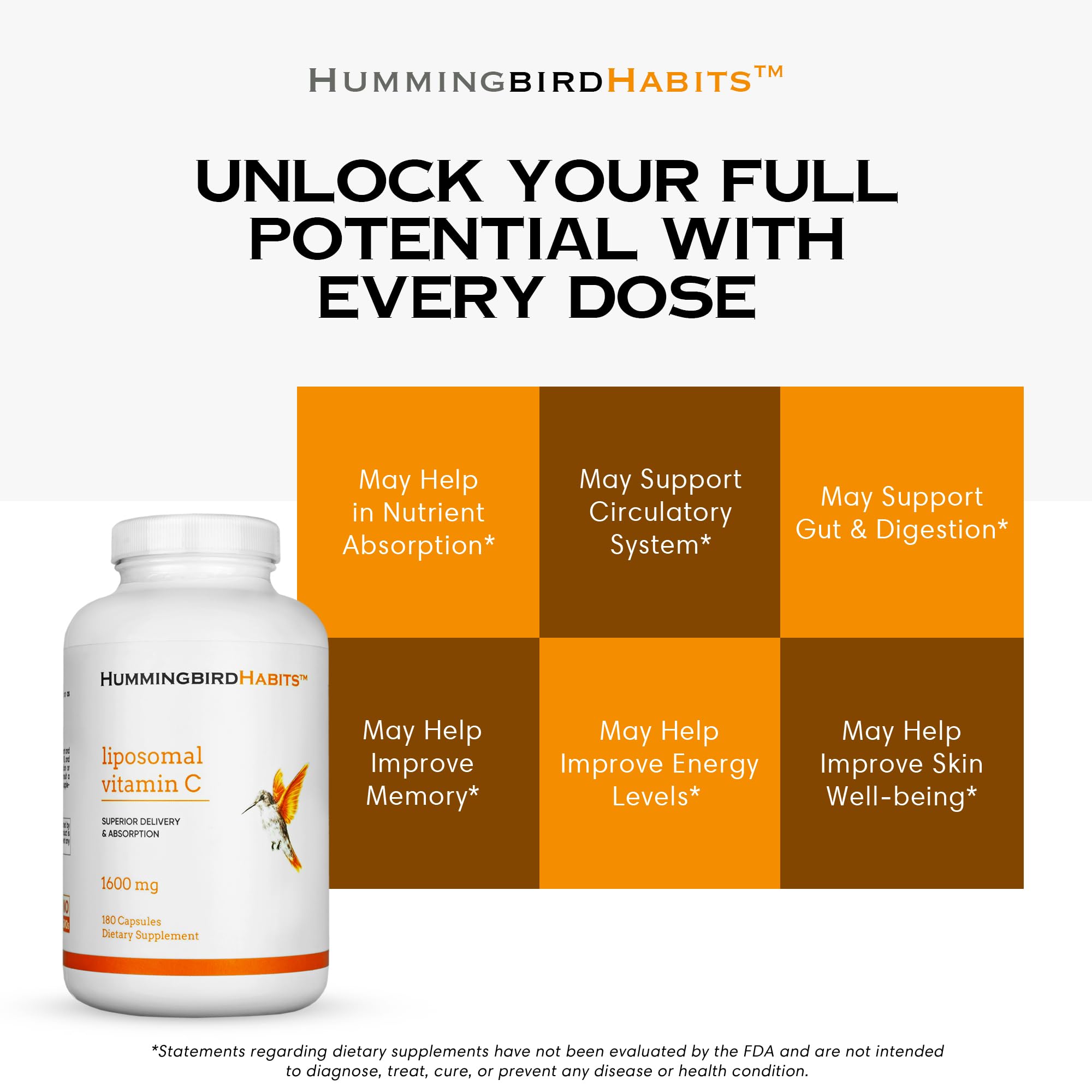 Liposomal Vitamin C 1600mg, High Absorption Vitamin C for Immune ...