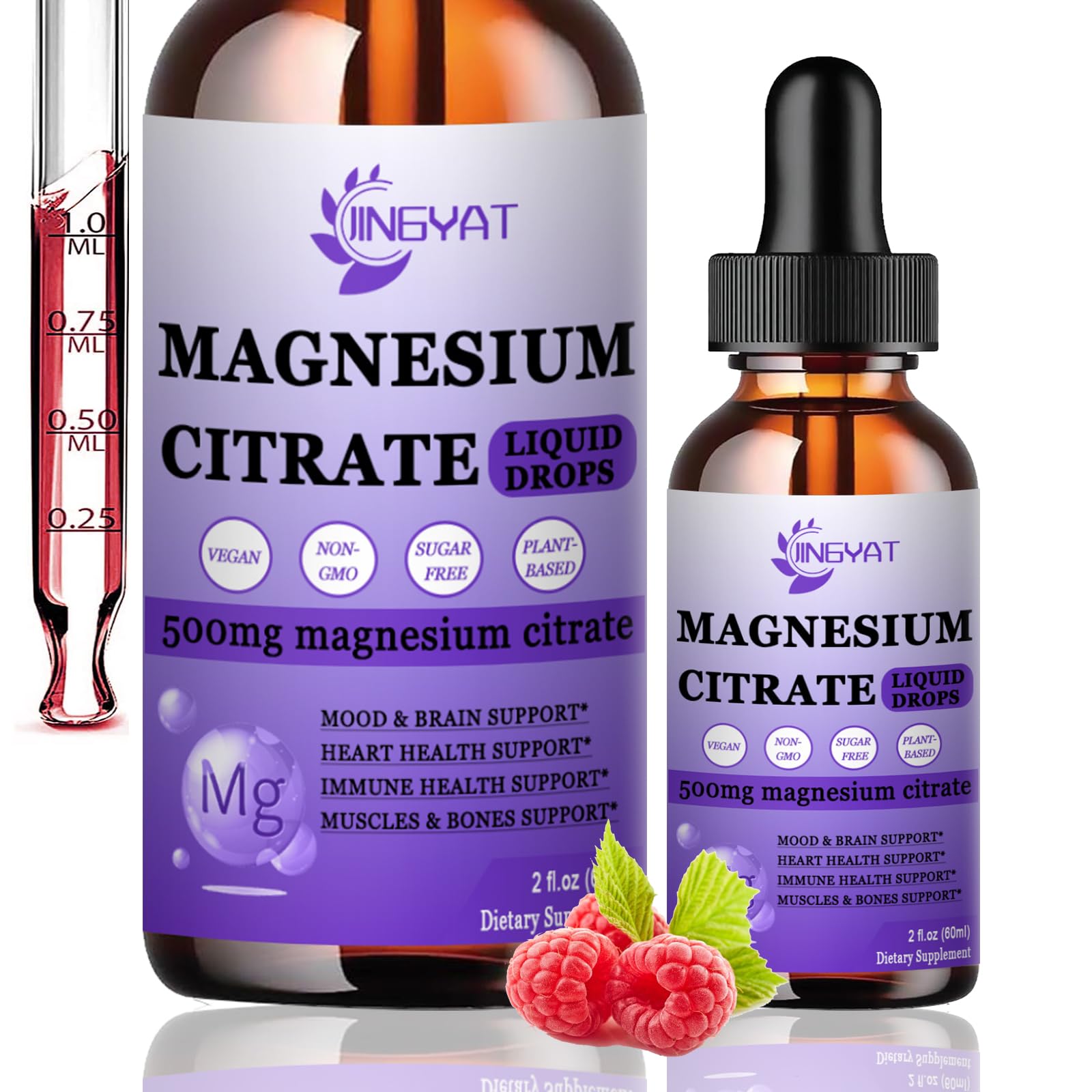 Premium Magnesium Citrate Liquid Drops - Natural Raspberry Flavor, High ...