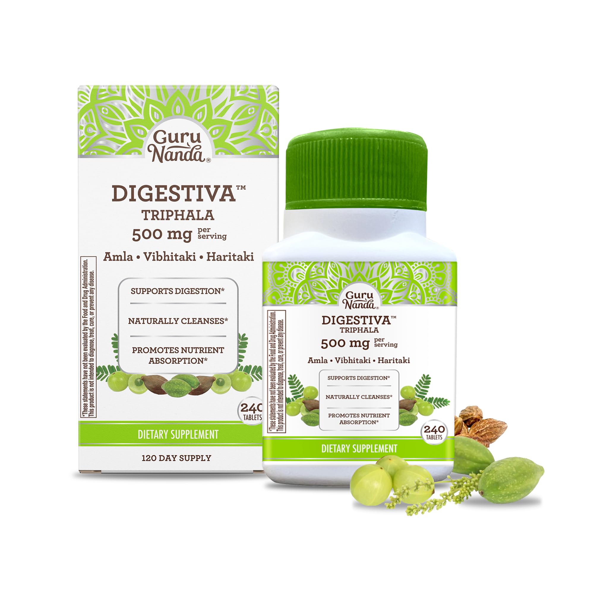 GuruNanda Digestiva Triphala (240 Tablets), Supports Digestion, Helps ...