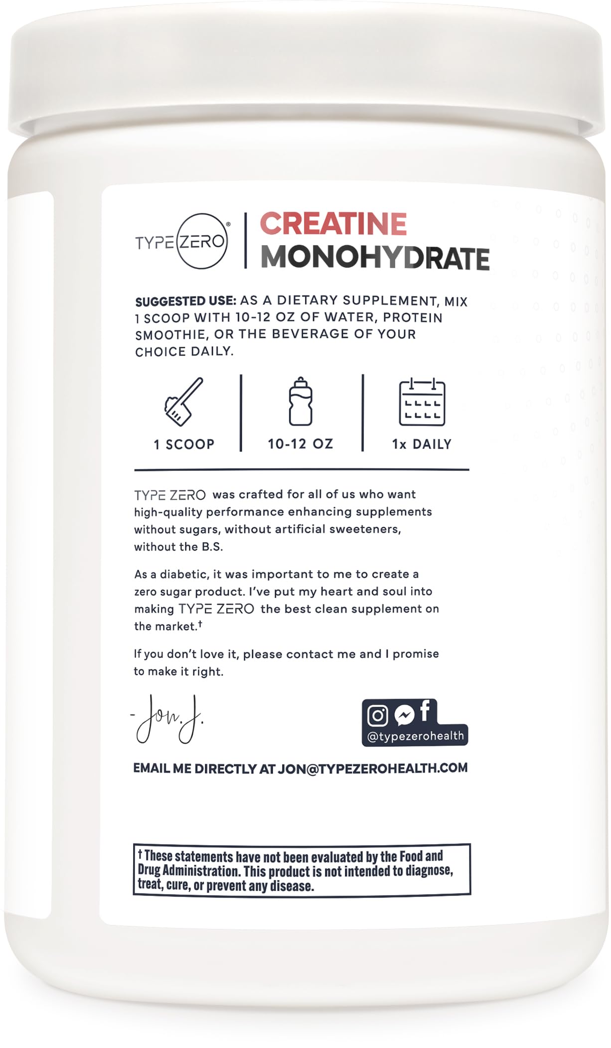 Type Zero Creatine Monohydrate Powder 500 Grams, Tropical Punch ...