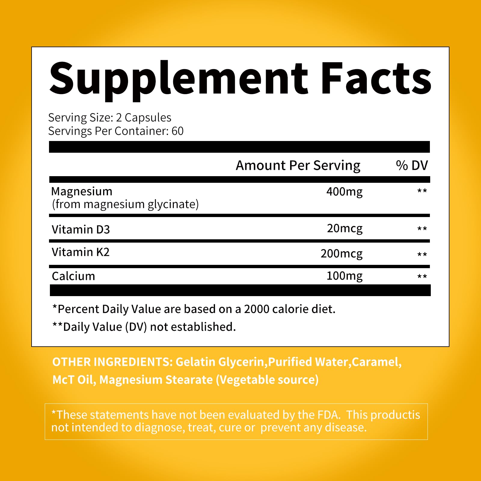 Magnesium Supplement Softgels, Easy Absorption Magnesium Glycinate ...