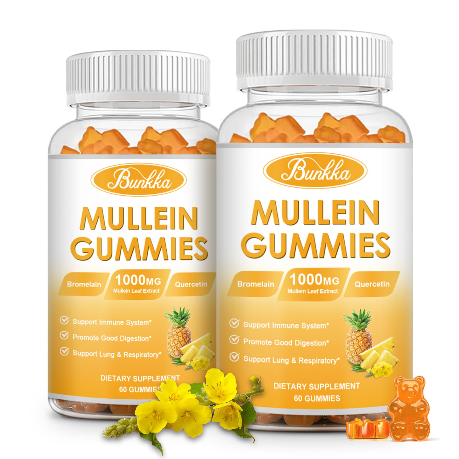 (2 Pack) Mullein Leaf Extract for Lung Cleanse, Chewable Mullein ...
