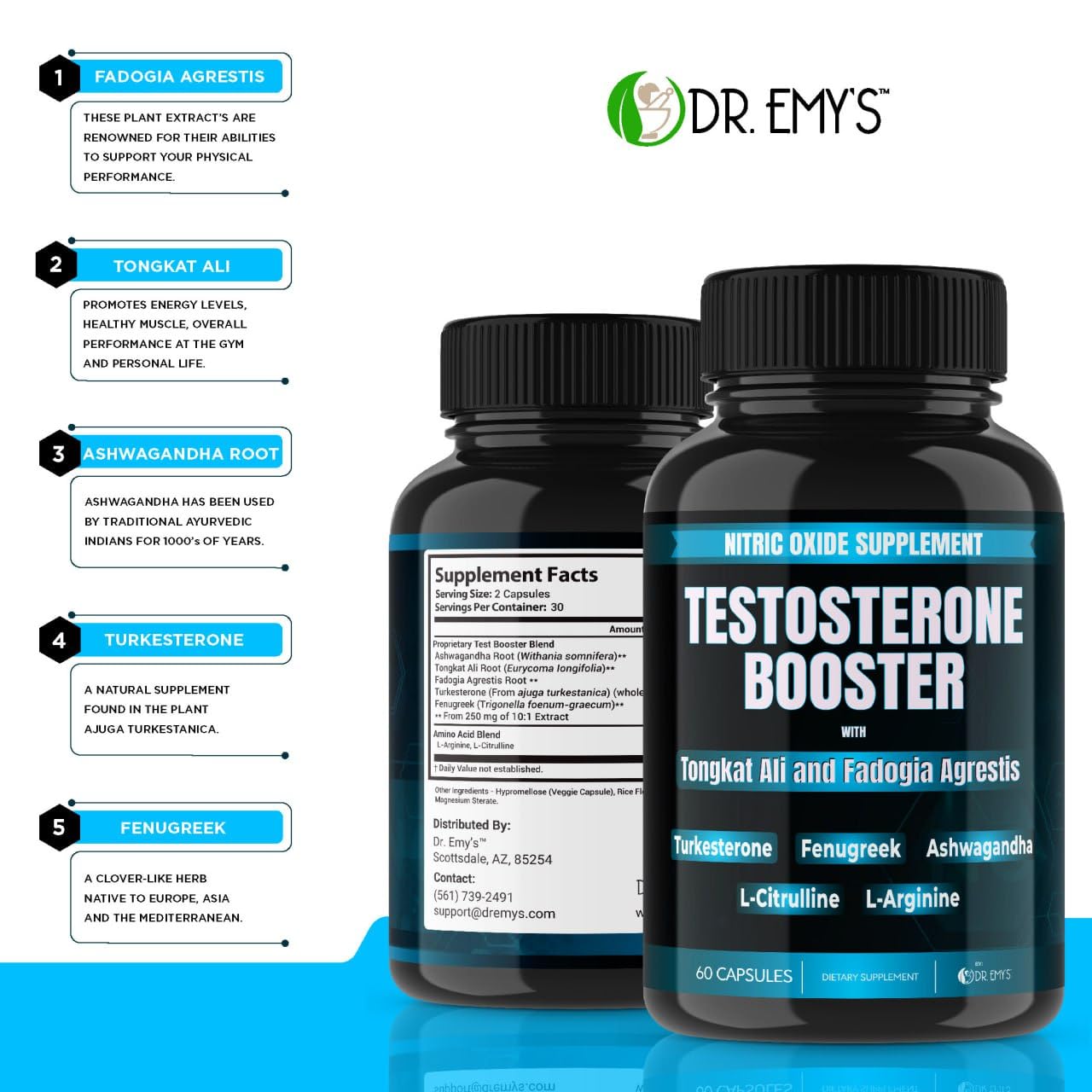 Dr. Emy's (2 Pack Testosterone Booster-Tongkat Ali Fadogia Agrestis ...