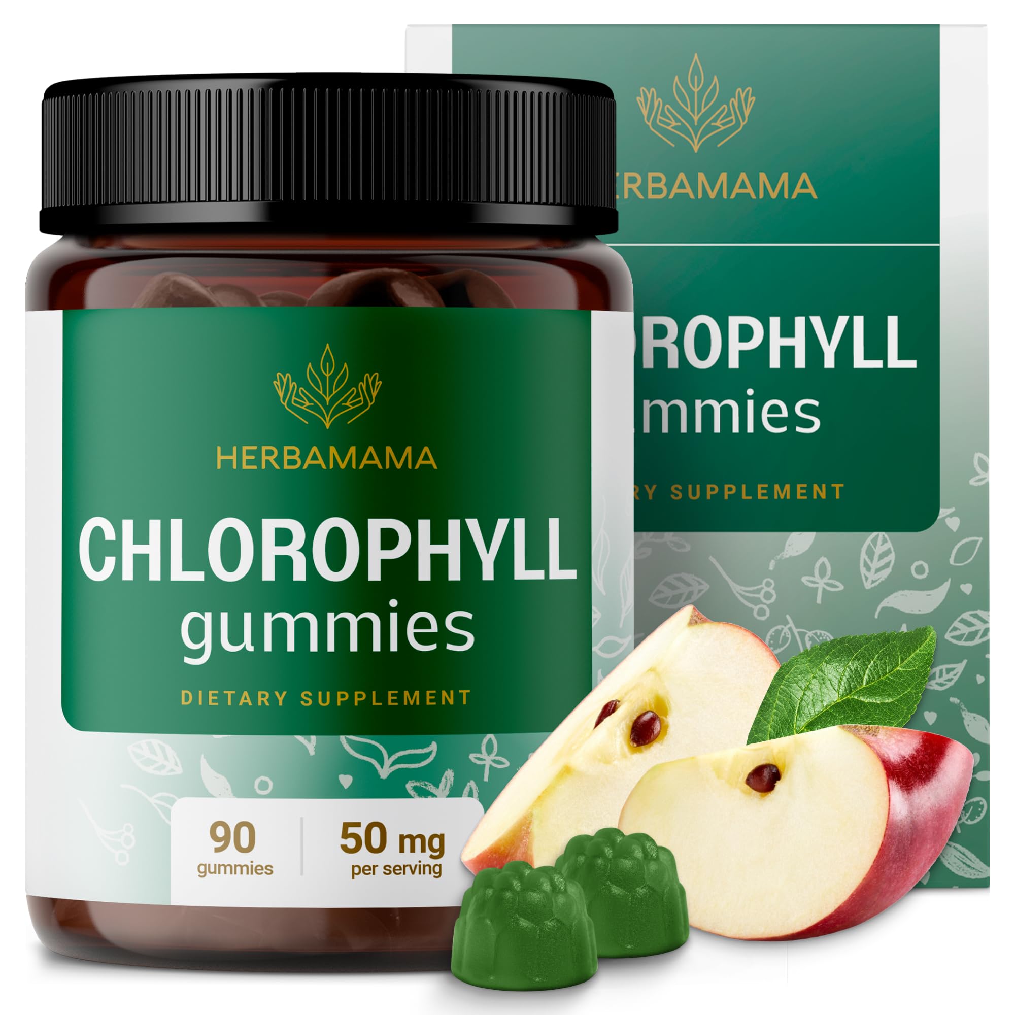 HERBAMAMA Chlorophyll Detox Gummies - 50mg Sodium Copper Chlorophyllin ...