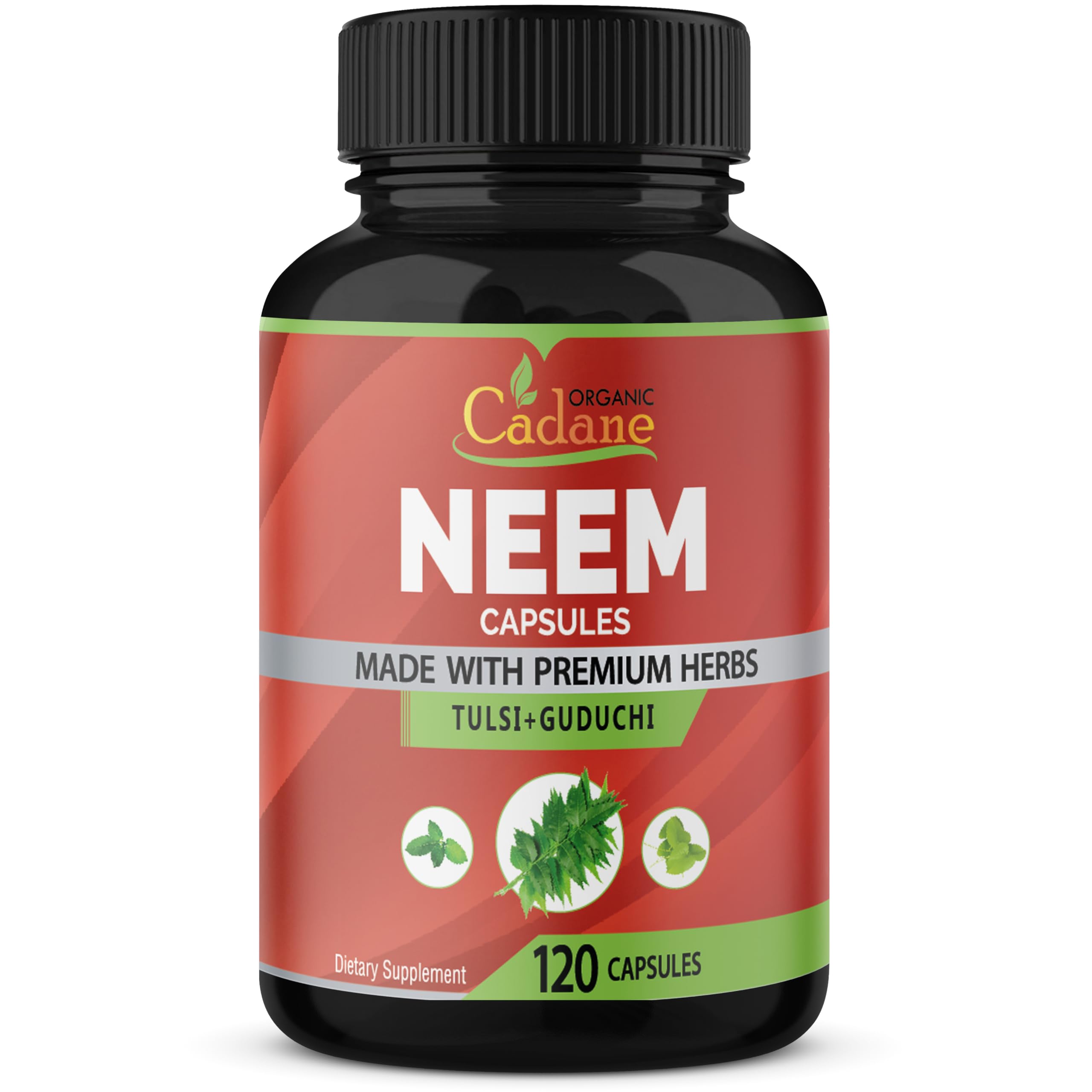 Organic Cadane Neem Leaf Supplements Capsules, 3in1 with Holy Basil ...