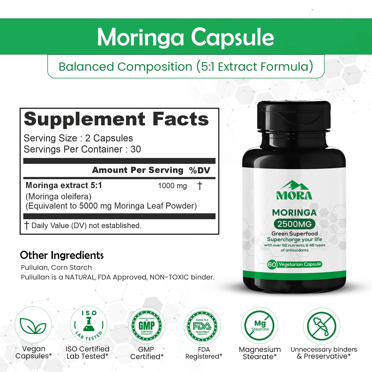 Well-Being Mora Moringa Leaf Powder Capsules, Vegan & Gluten Free - LifeIRL