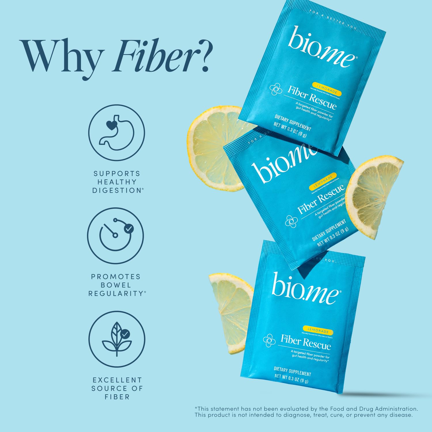 Fiber Rescue Lemonade 20 Count Travel Packs - Psyllium Husk Powder for ...