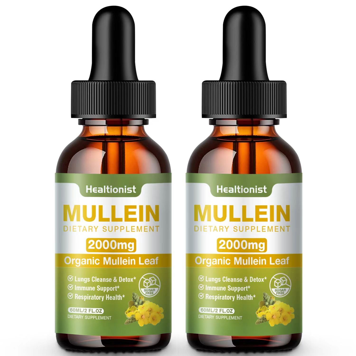 2 Pack Mullein Drops for Lungs - Leaf Extract Liquid - Powerful Mullein ...