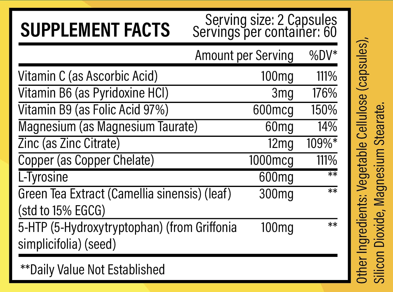Be Happy, 120 Vegetarian Capsules, Serotonin and Dopamine Booster with ...