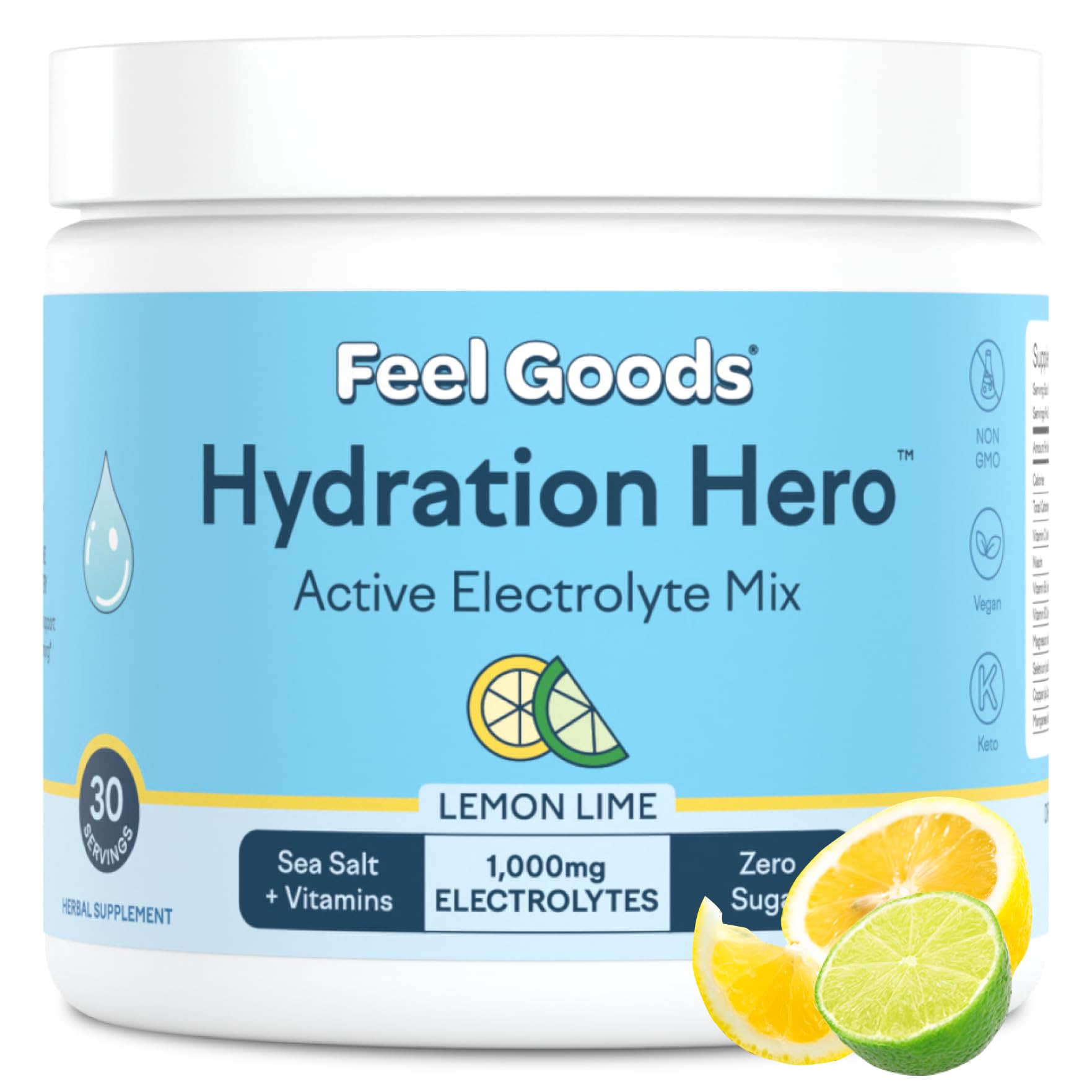 Feel Goods Hydration Hero, 1,000mg Electrolytes Powder, Sugar Free ...