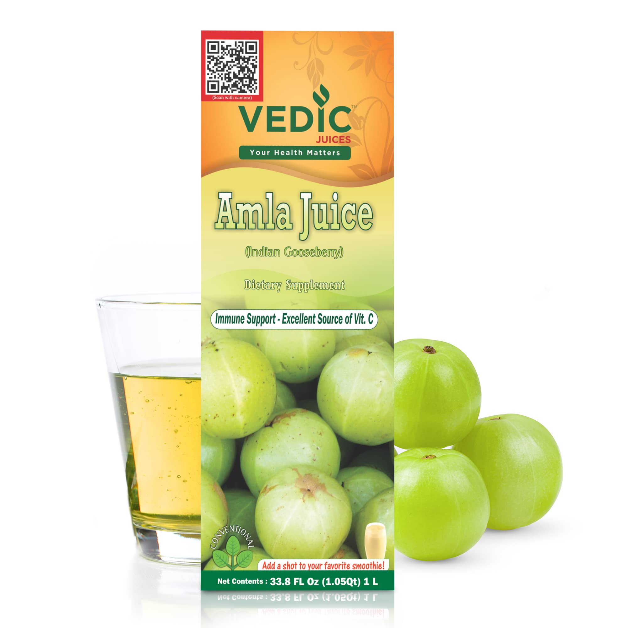 Vedic Juices Amla Juice, Indian Gooseberry Supplement with Vitamin C ...