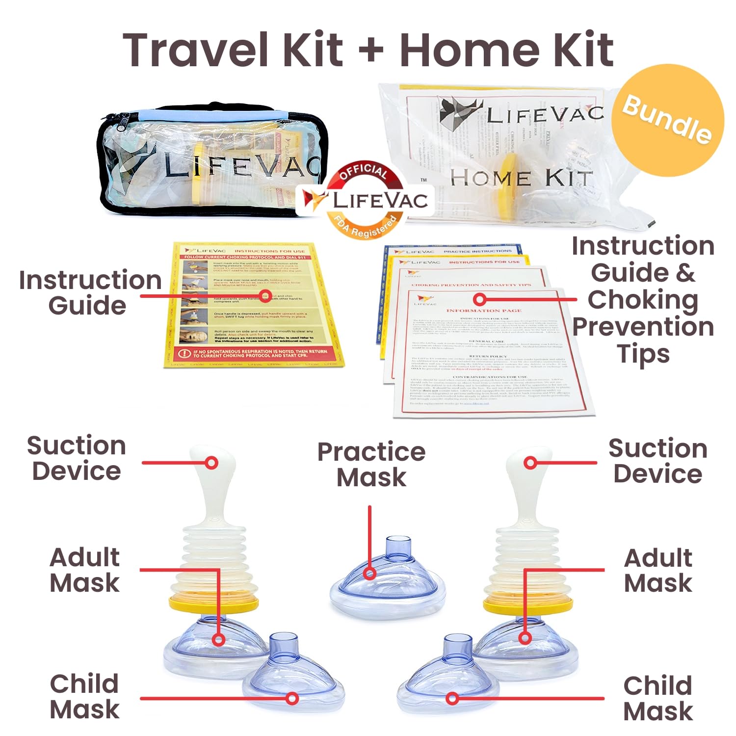 LifeVac Home & Blue Travel Kit Combo - Portable Suction Rescue Device ...