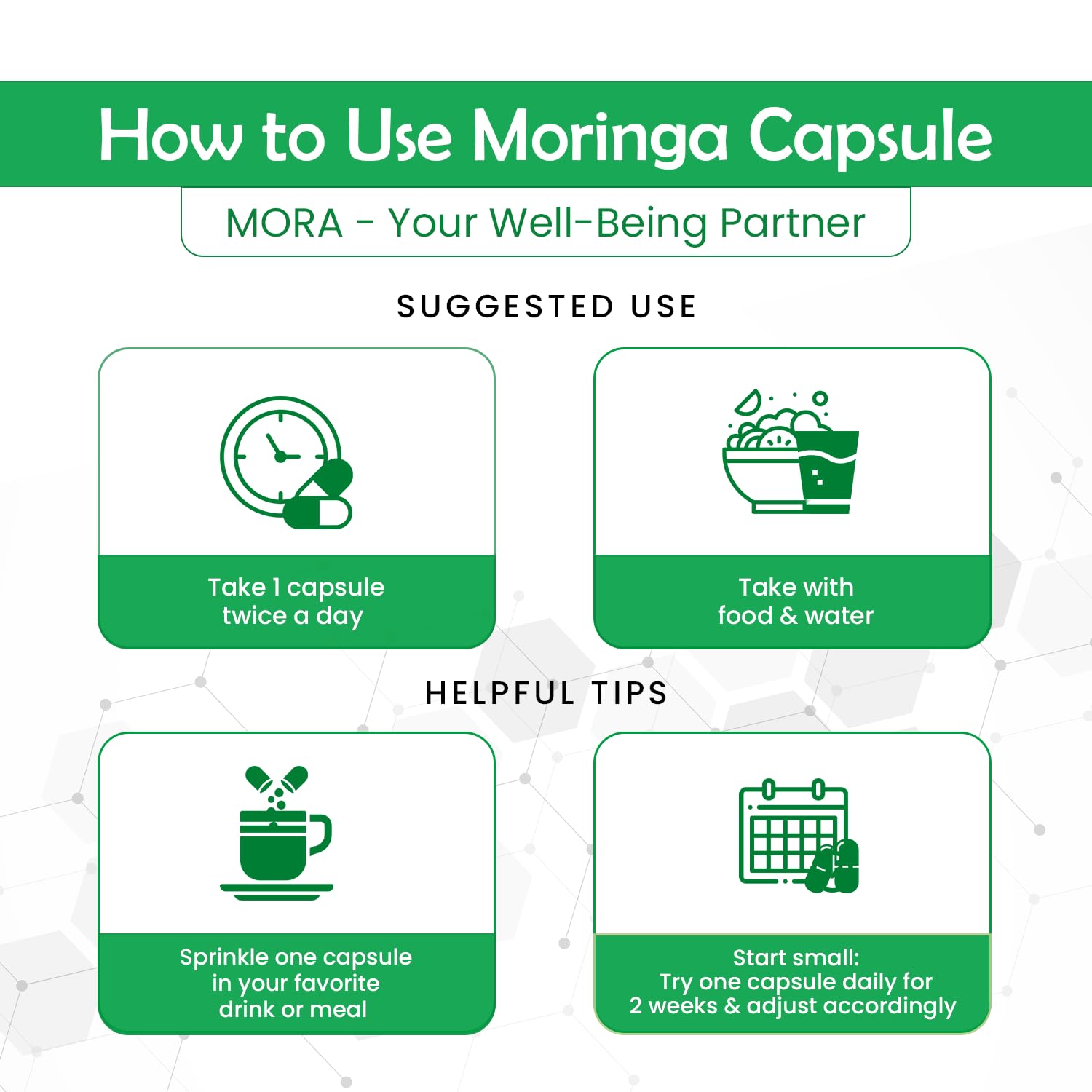 Well-Being Mora Moringa Leaf Powder Capsules, Vegan & Gluten Free - LifeIRL