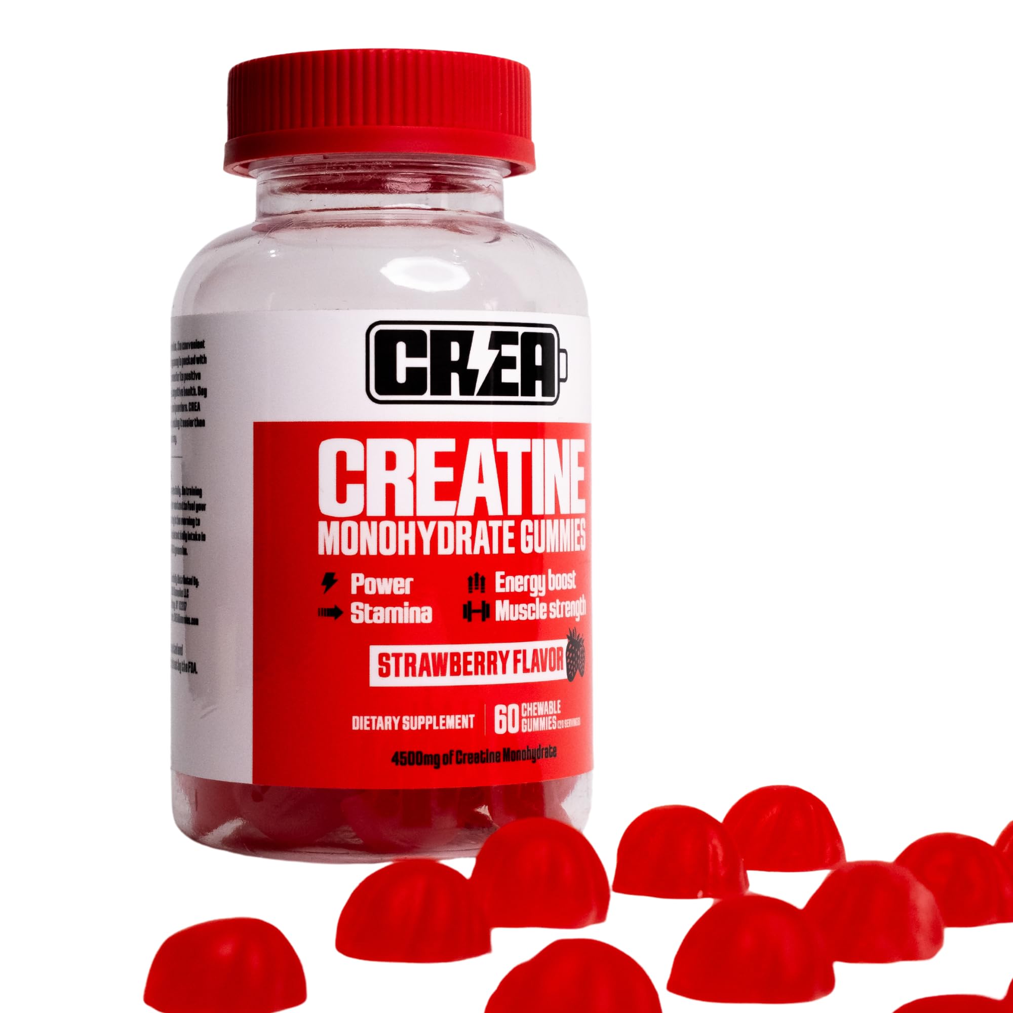 Creatine Monohydrate Gummies - 20 Servings, 4500mg of Creatine, 60 ...