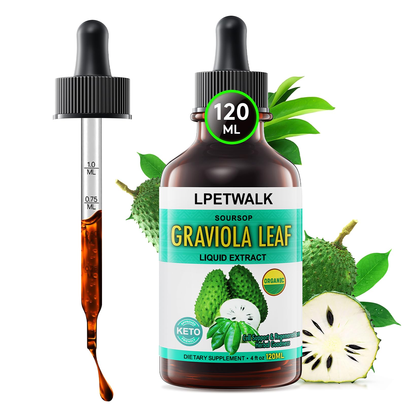 4 Fl Oz Soursop Graviola Leaf Extract Liquid Drops, Natrual Guanabana ...