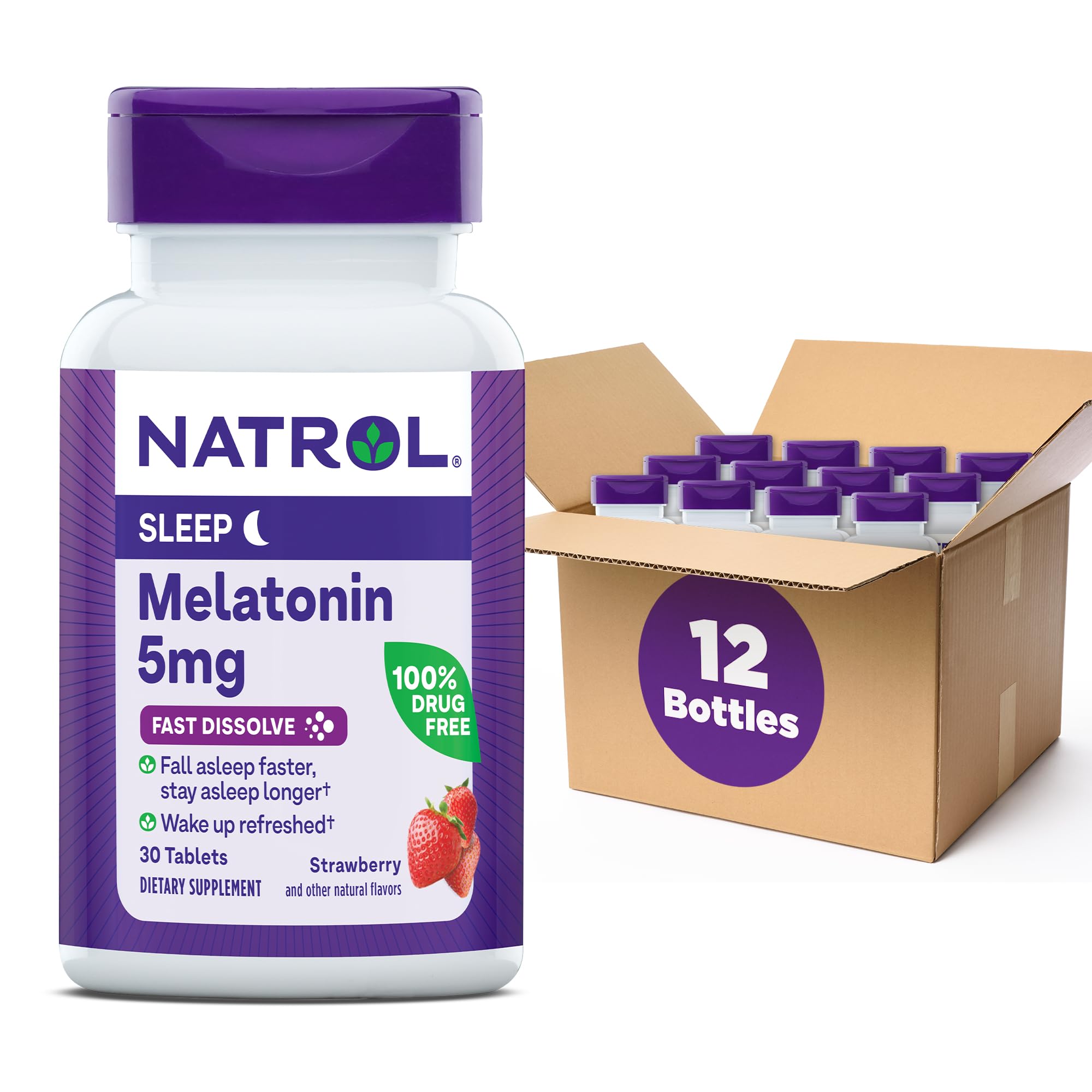 Natrol Sleep Melatonin 5mg Fast Dissolve Tablets, Nighttime Sleep Aid ...