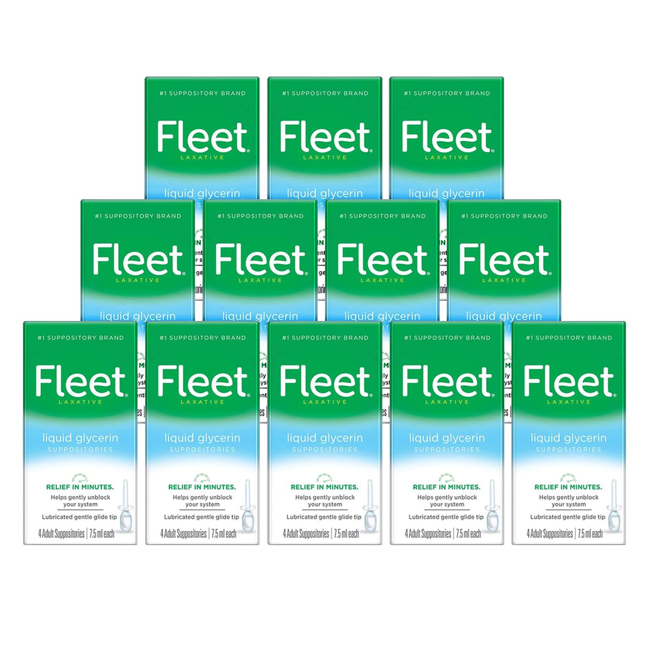 Fleet Liquid Glycerin Suppositories for Adult Constipation, 7.5 mL, 4 ...