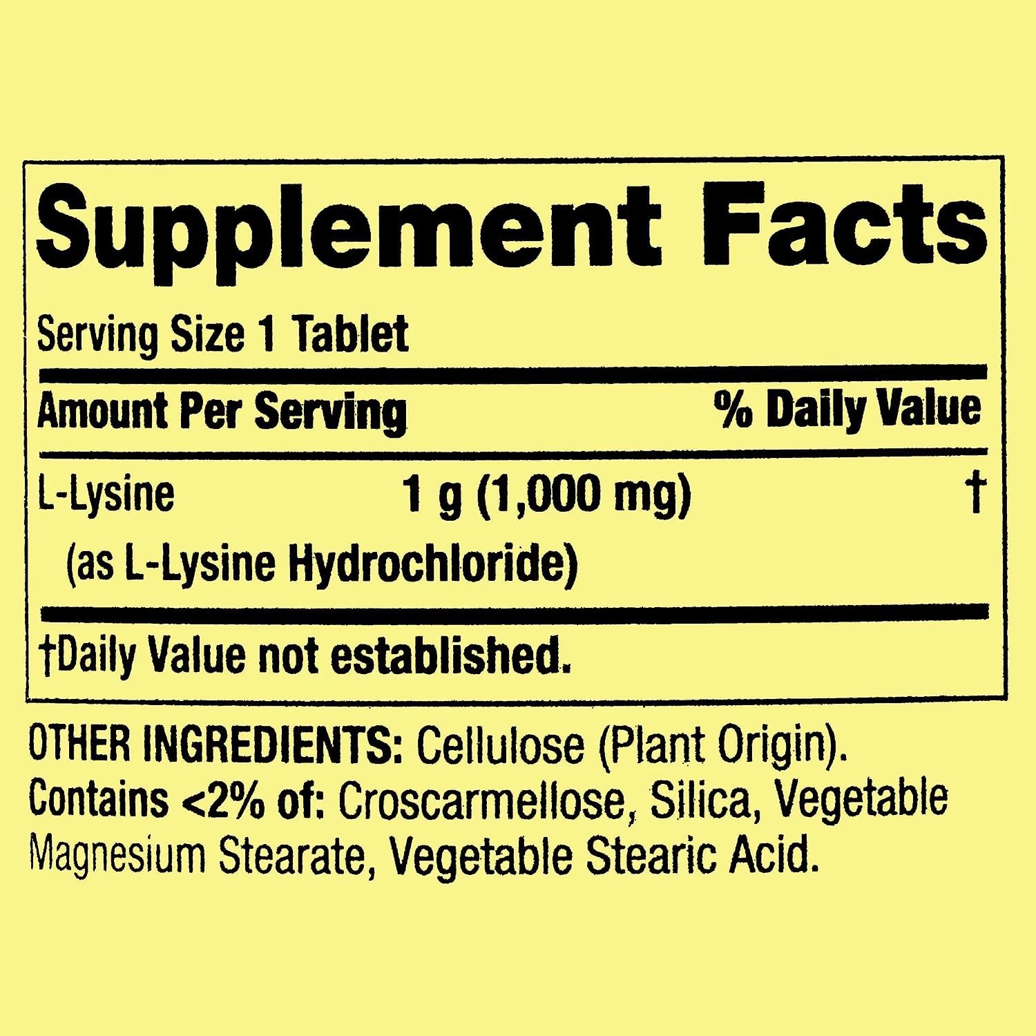 Lysine Amino Acid Supplements, 1 Tablet Per Serving,Spring Valley L ...