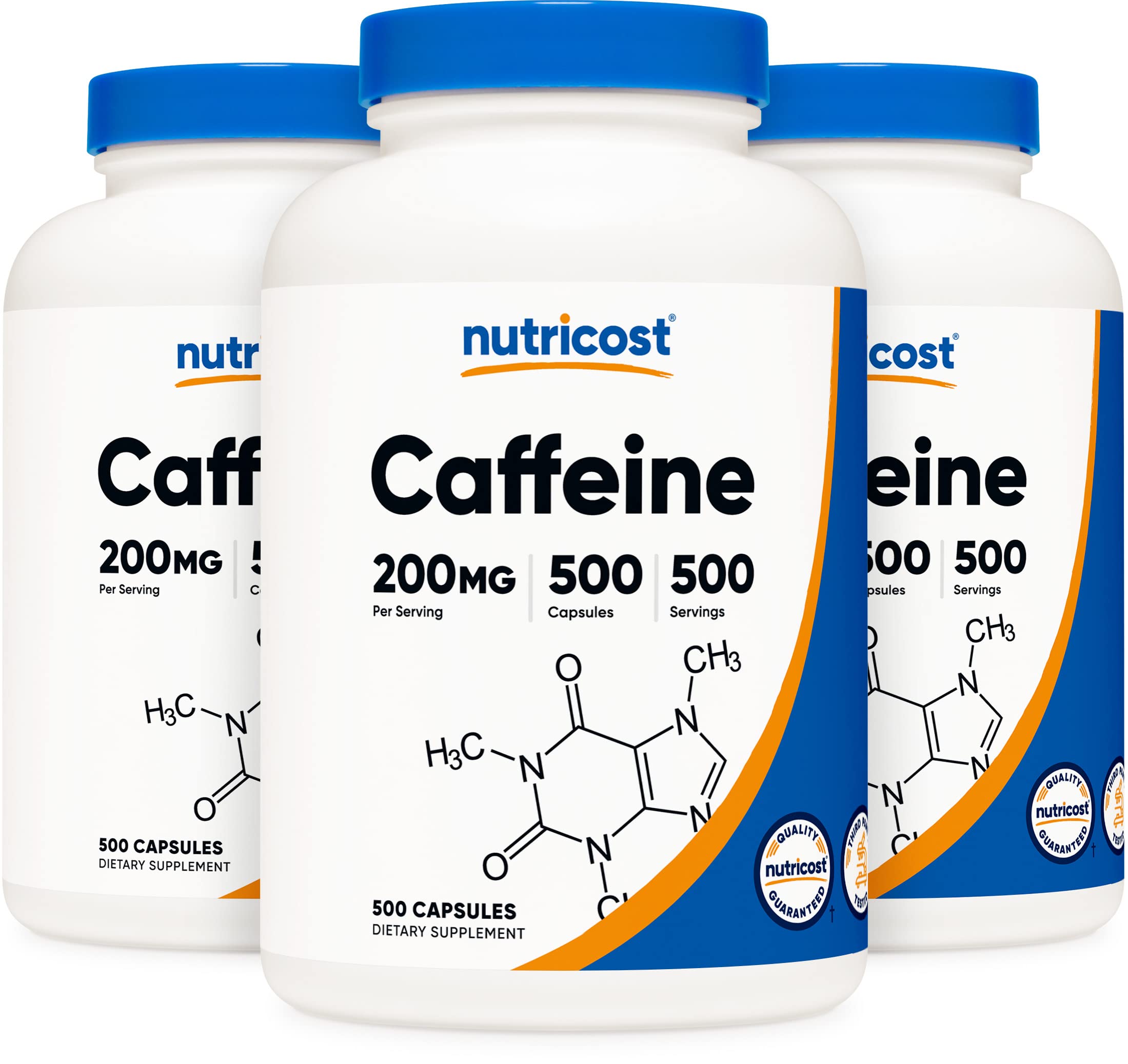 Nutricost Caffeine Pills (3 Bottles) - 200mg Capsules - 500 Count Each ...