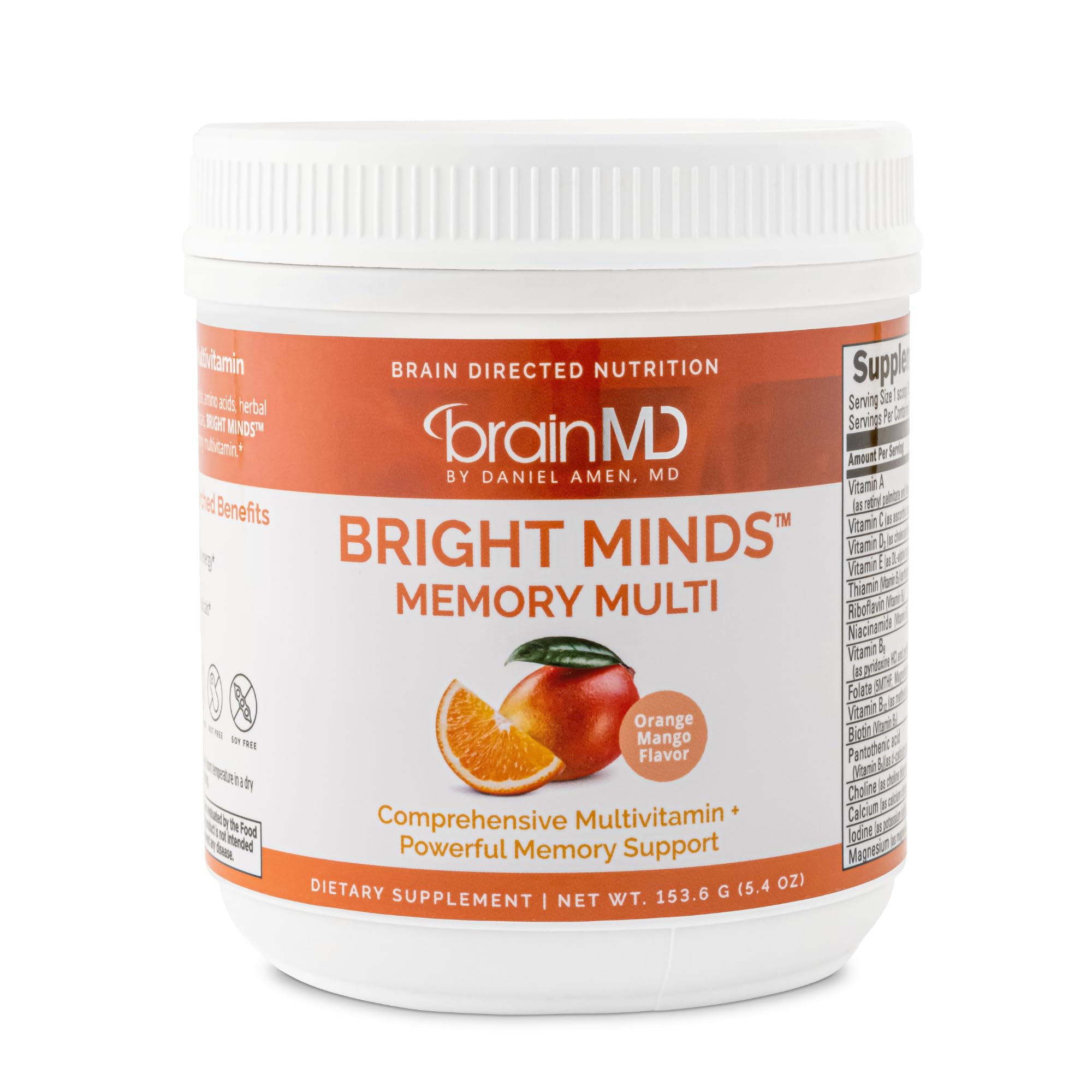 Dr Amen BrainMD Bright Minds Memory Multi, Orange Mango Flavor - 5.4 oz ...