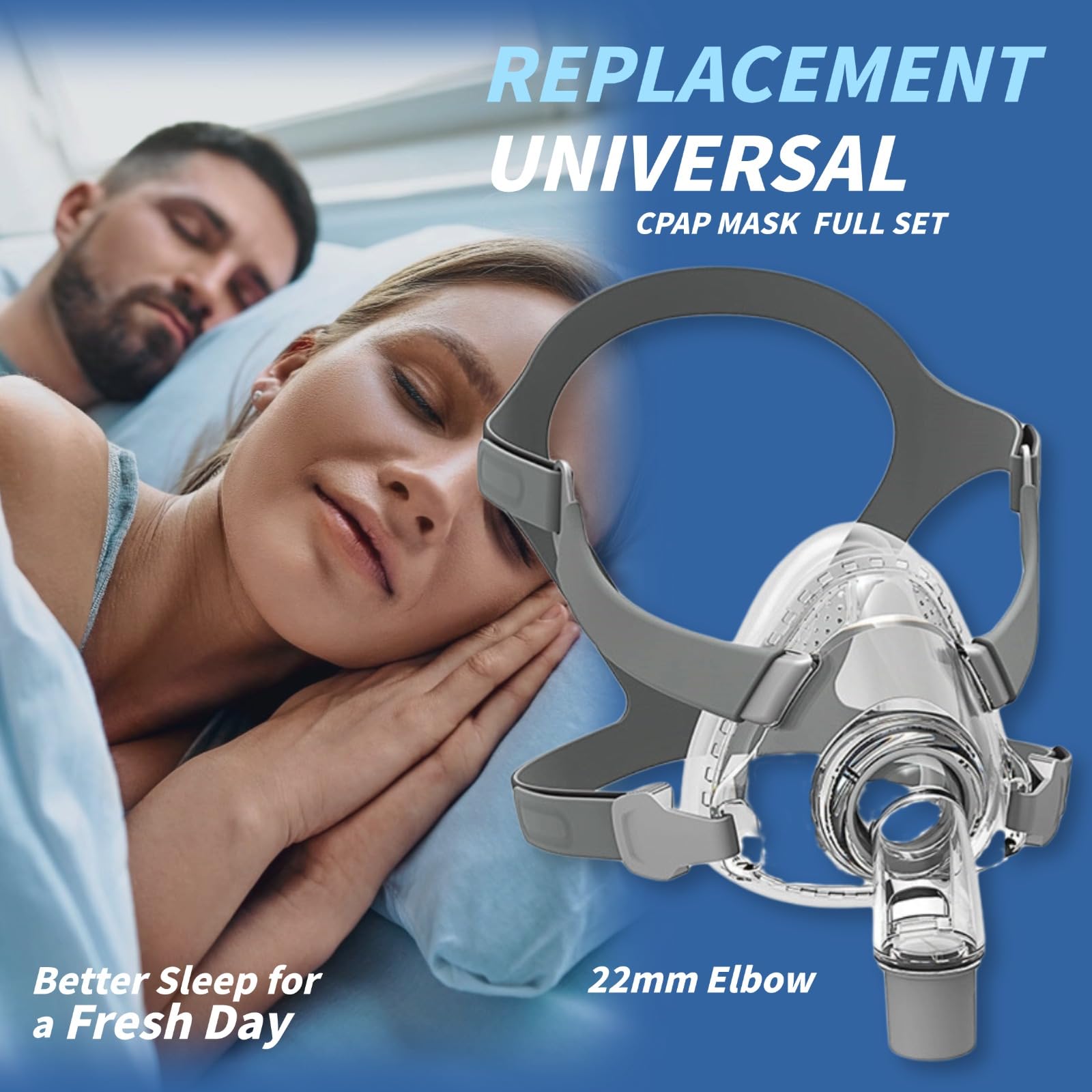 Full Face CPAP Mask, Full Cover Replacement Kit, Comfort Series Nasal ...