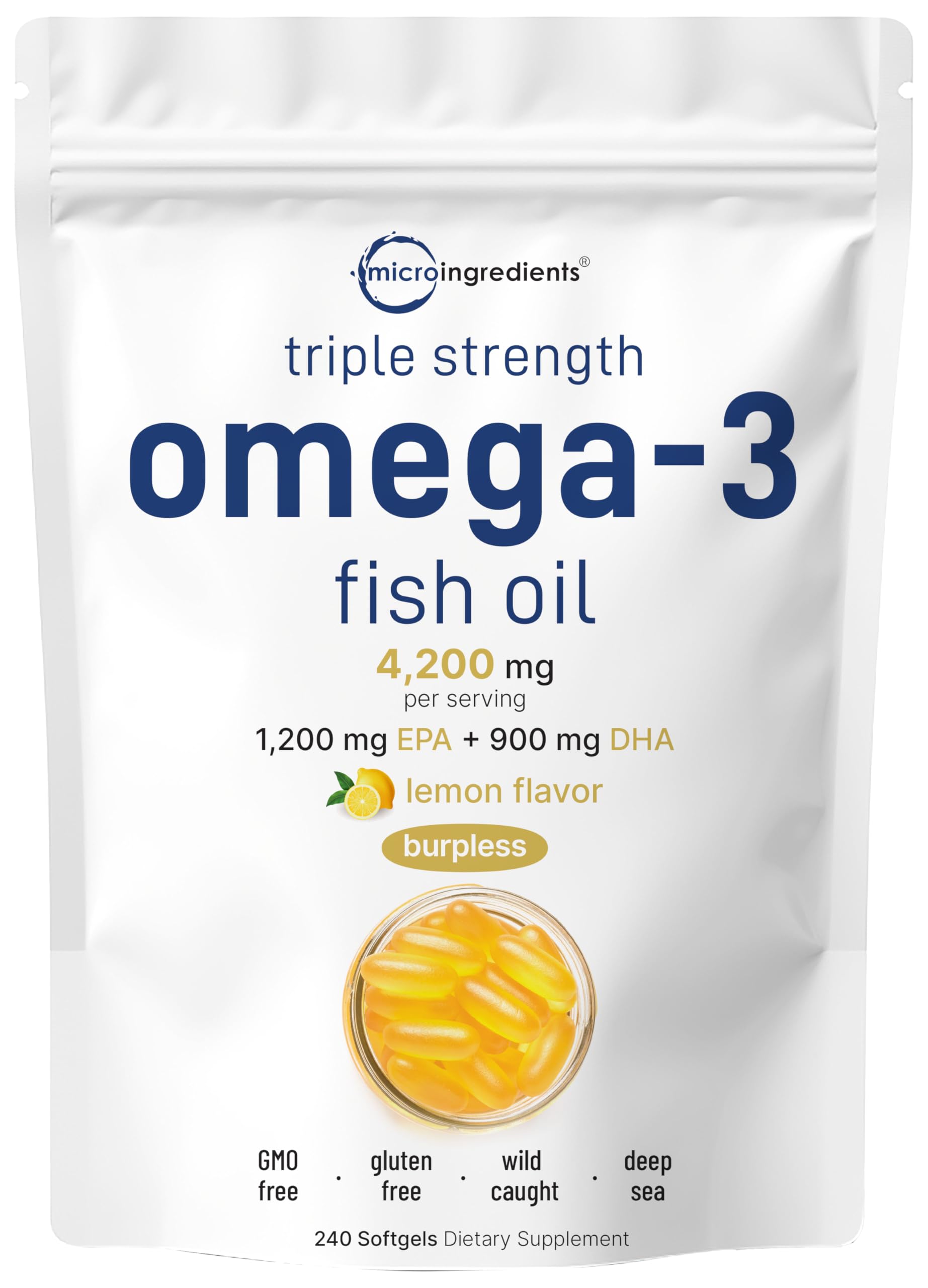 Micro Ingredients Omega-3 Fish Oil 4,200mg & Magnesium Oxide 400mg ...