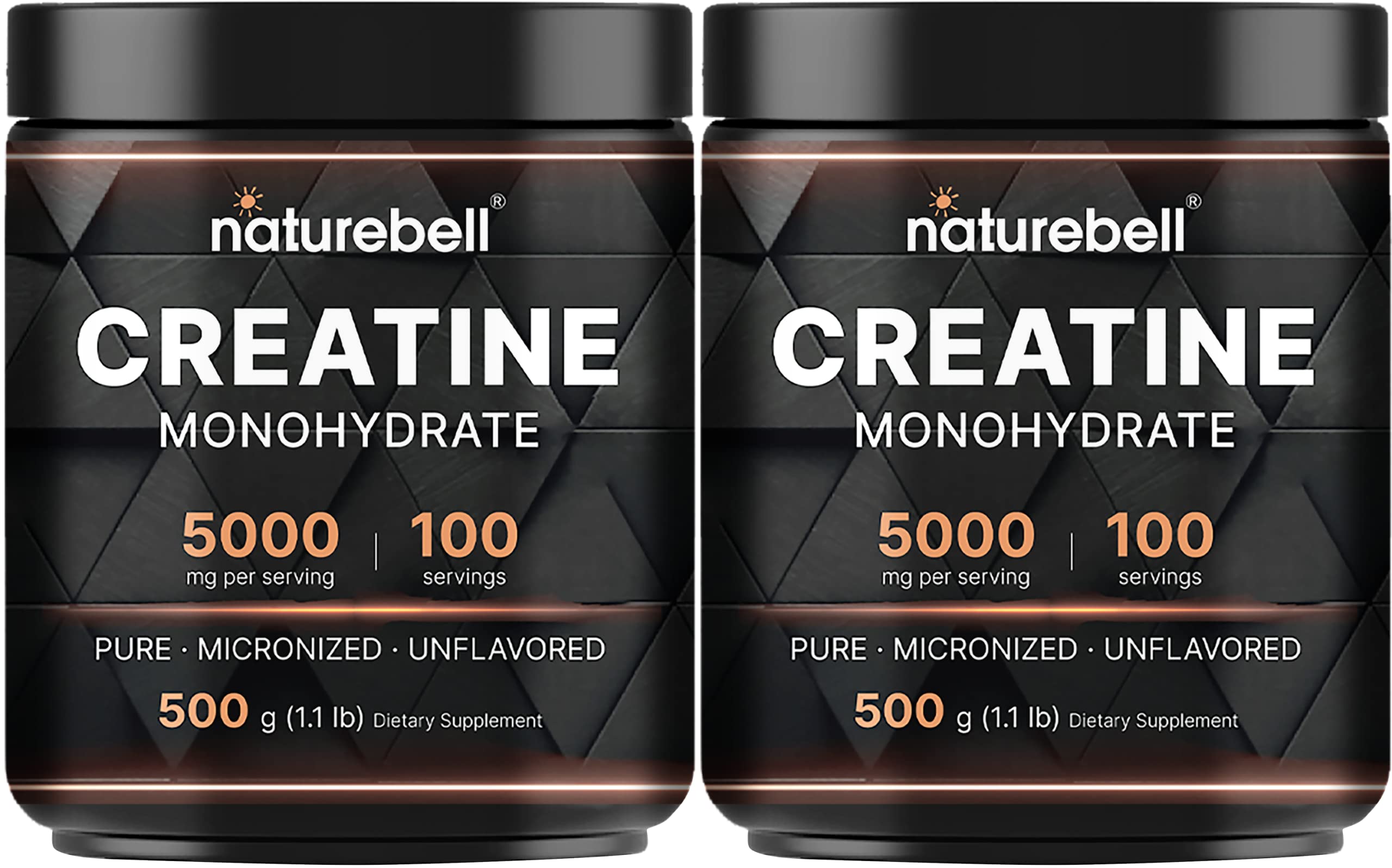 NatureBell 2 Pack Instant Creatine Monohydrate Powder 500 Grams, 5000mg ...