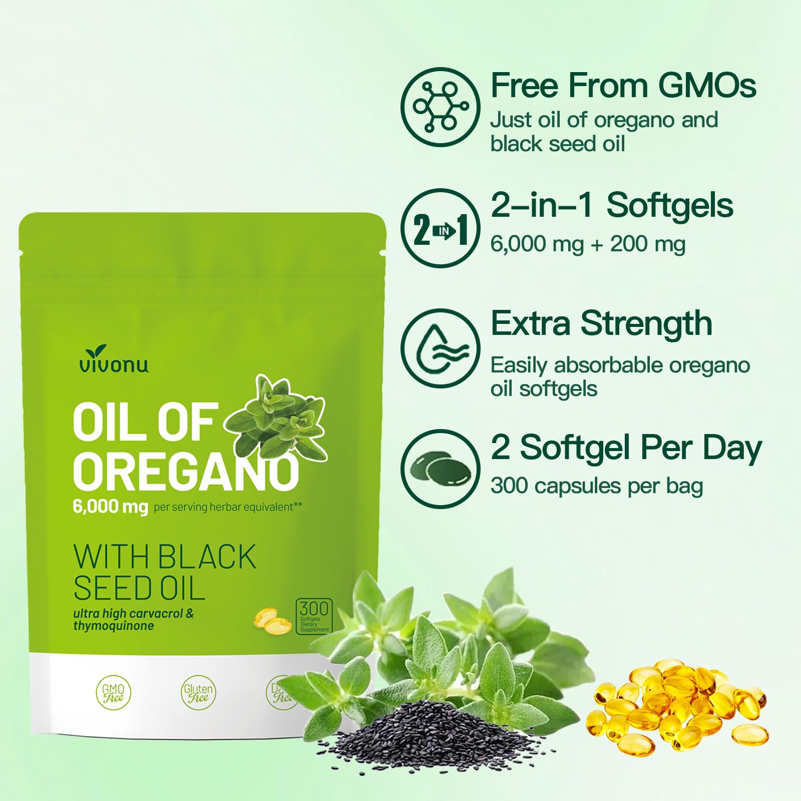 Oil of Oregano Softgels | Oregano Oil with Black Seed Oil Capsules ...
