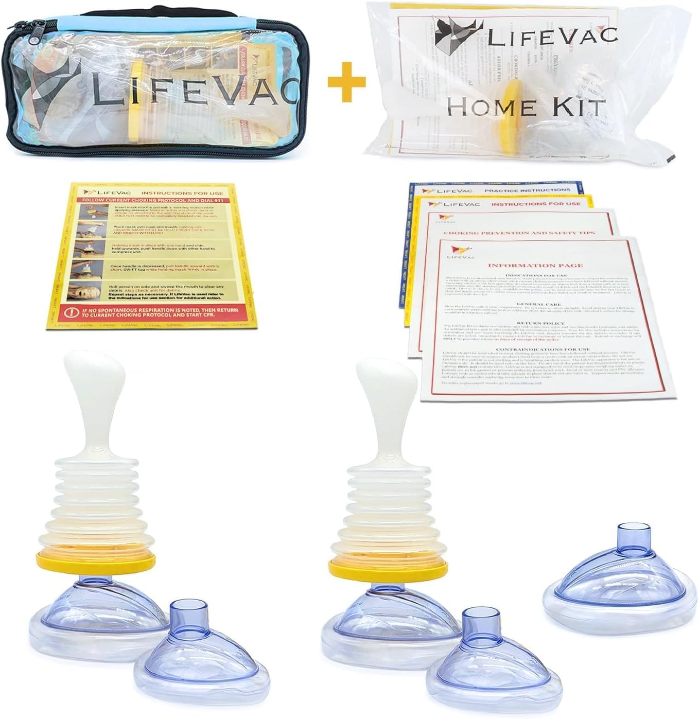 LifeVac Home & Blue Travel Kit Combo - Portable Suction Rescue Device ...