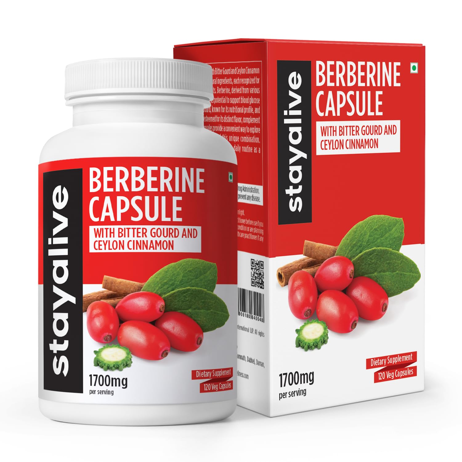 StayAlive Berberine with Ceylon Cinnamon, Berberine HCL 1200mg w/Bitter ...
