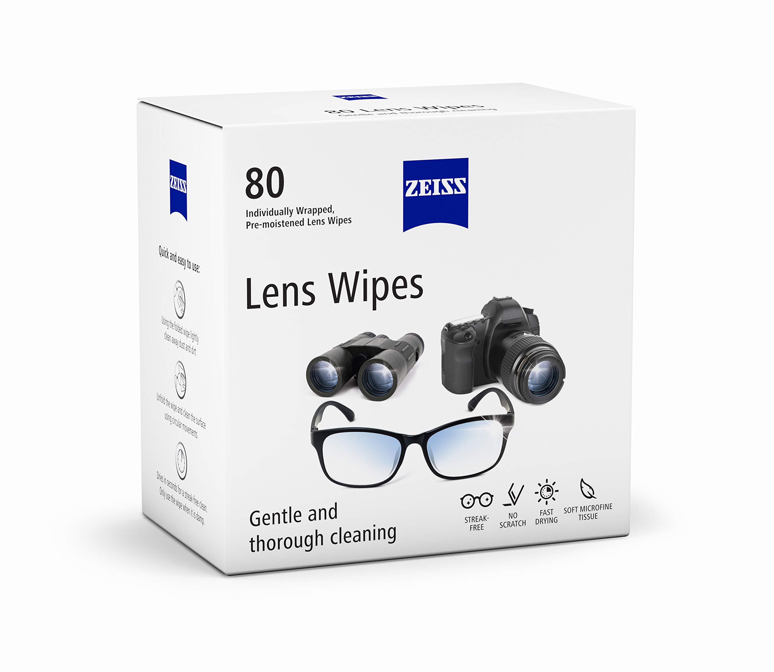 ZEISS Pre-Moistened Lens Cleaning Wipes, 80 Count White 80 Count (Pack ...