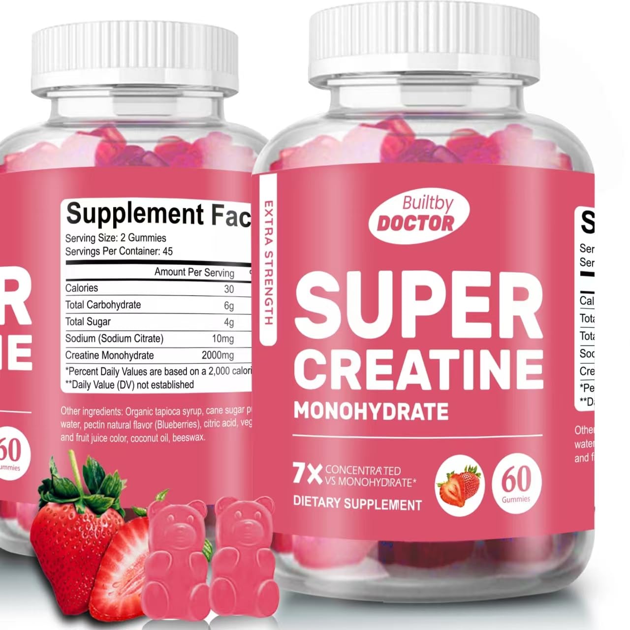 Super Creatine Monohydrate Gummies for men and women, Sugar-Free, 30 ...