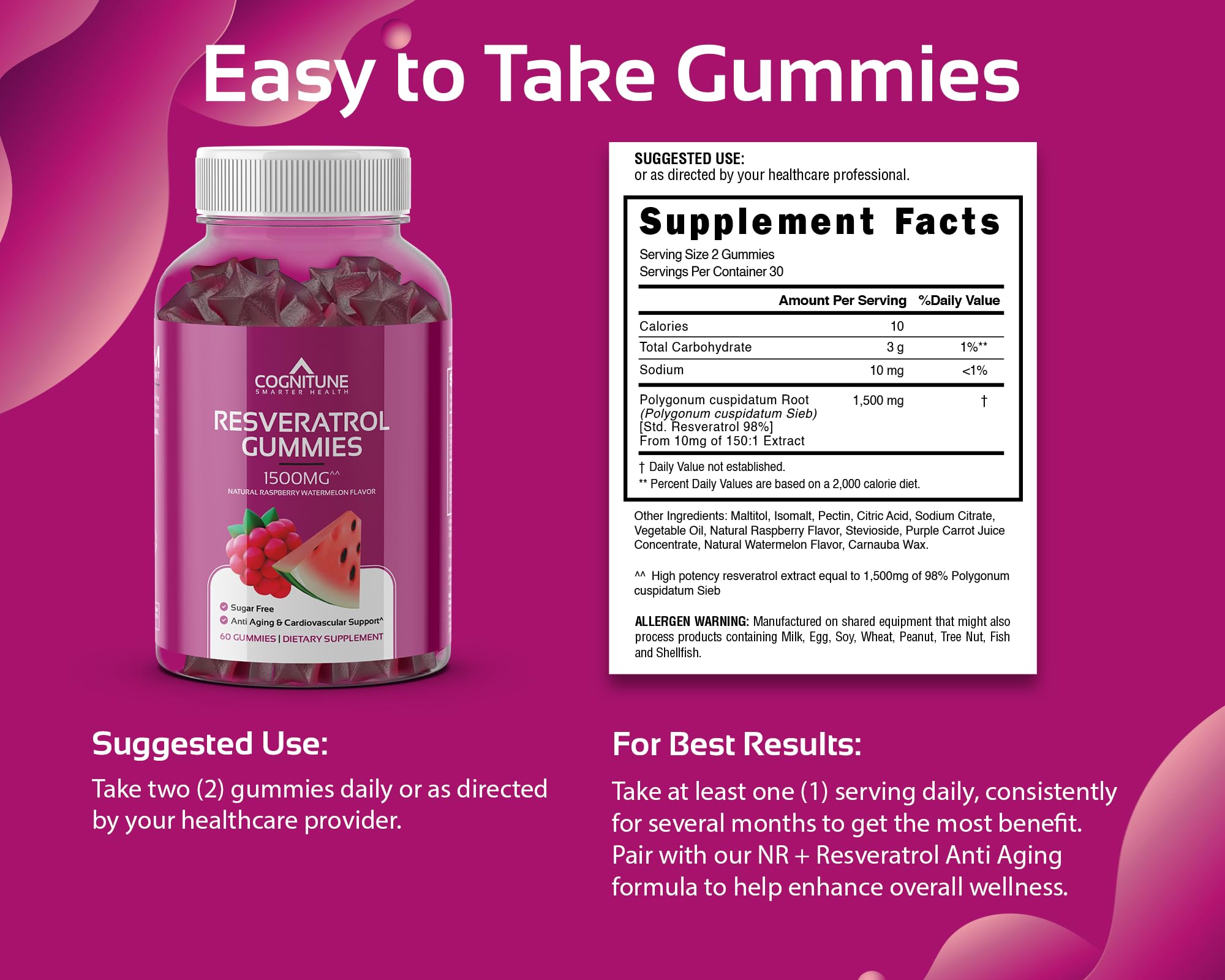 CogniTune Gummy Wellness Bundle - Resveratrol, Shilajit, and ...