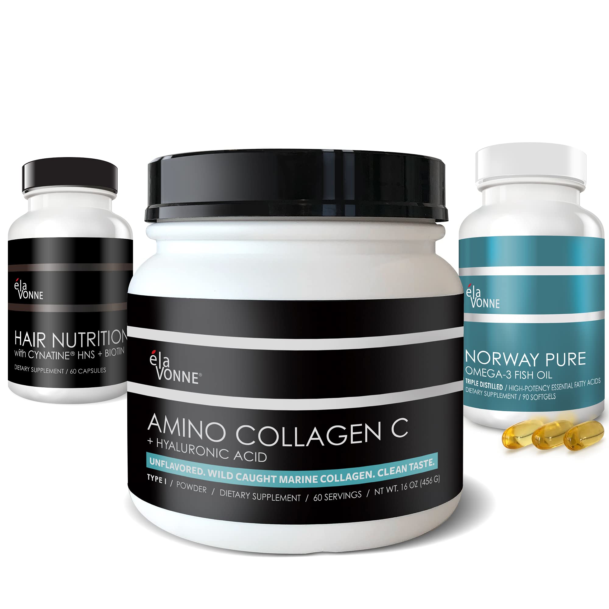 Marine Collagen + Hair Vitamins + Omega-3 Fish Oil - Beauty Nutrition ...