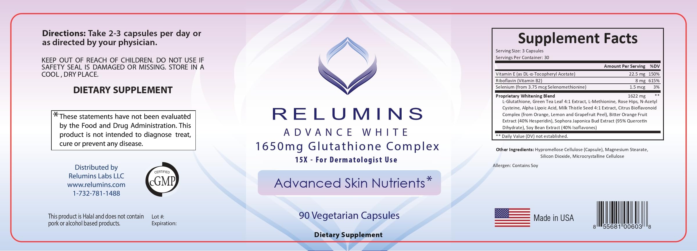 Relumins Advanced White Set - 1650mg Glutathione Complex (90 Capsules ...