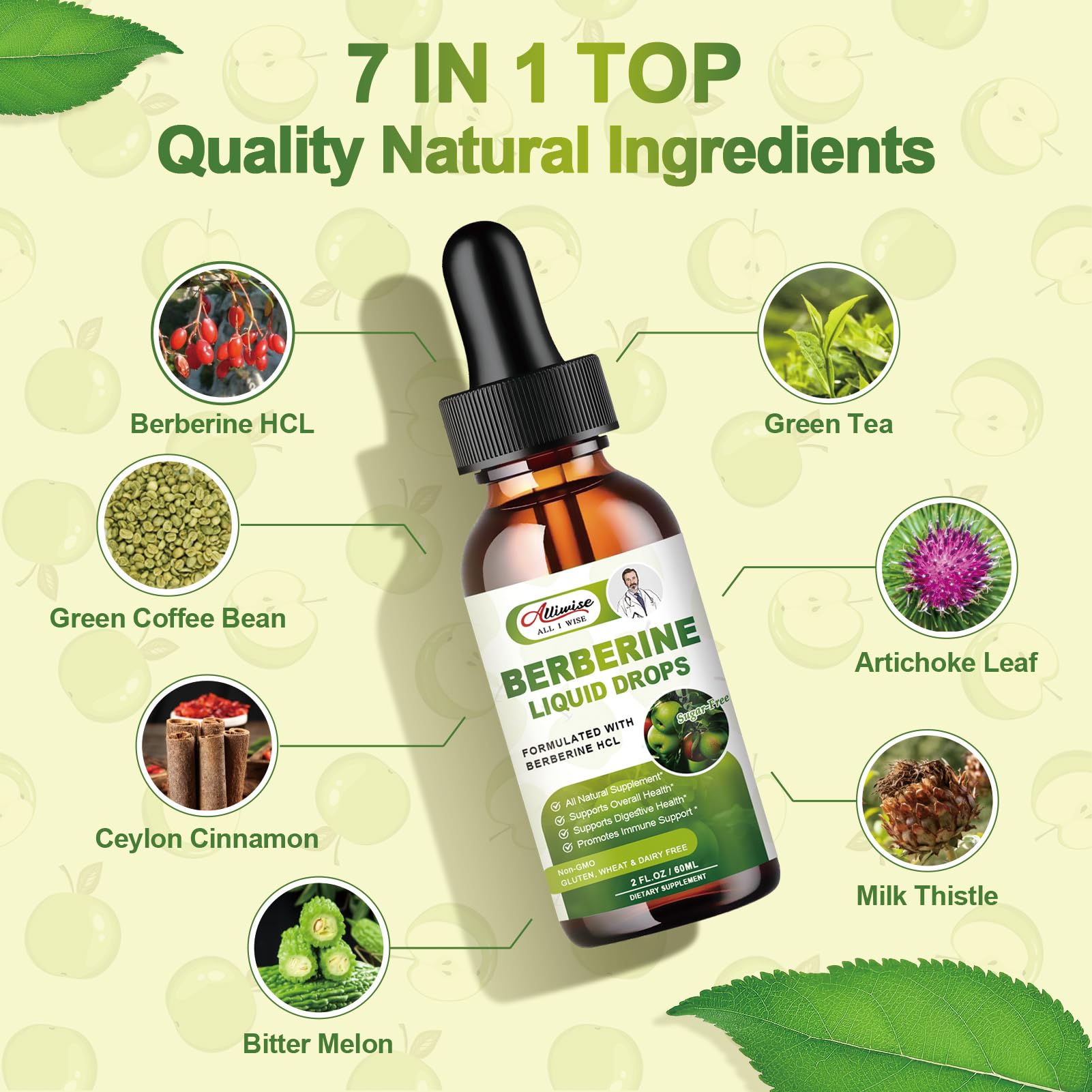 Berberine Supplement Liquid Drops with Ceylon Cinnamon, Bitter Melon ...